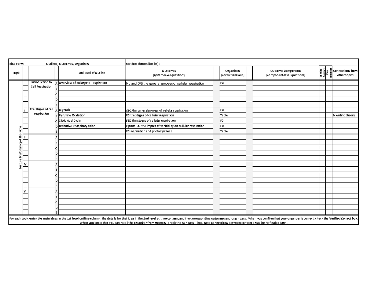 Bi Os Form lecture 9 workshop 4 - A Overview of Eukaryotic Respiration ...