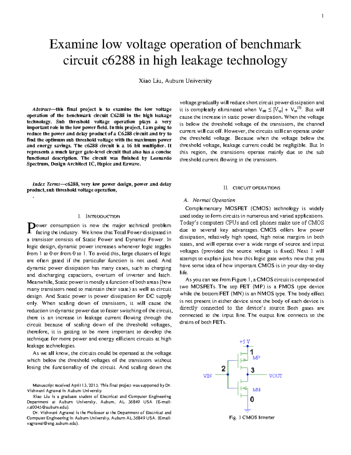 Low power project C6288 - Abstract—this final project is to examine the ...