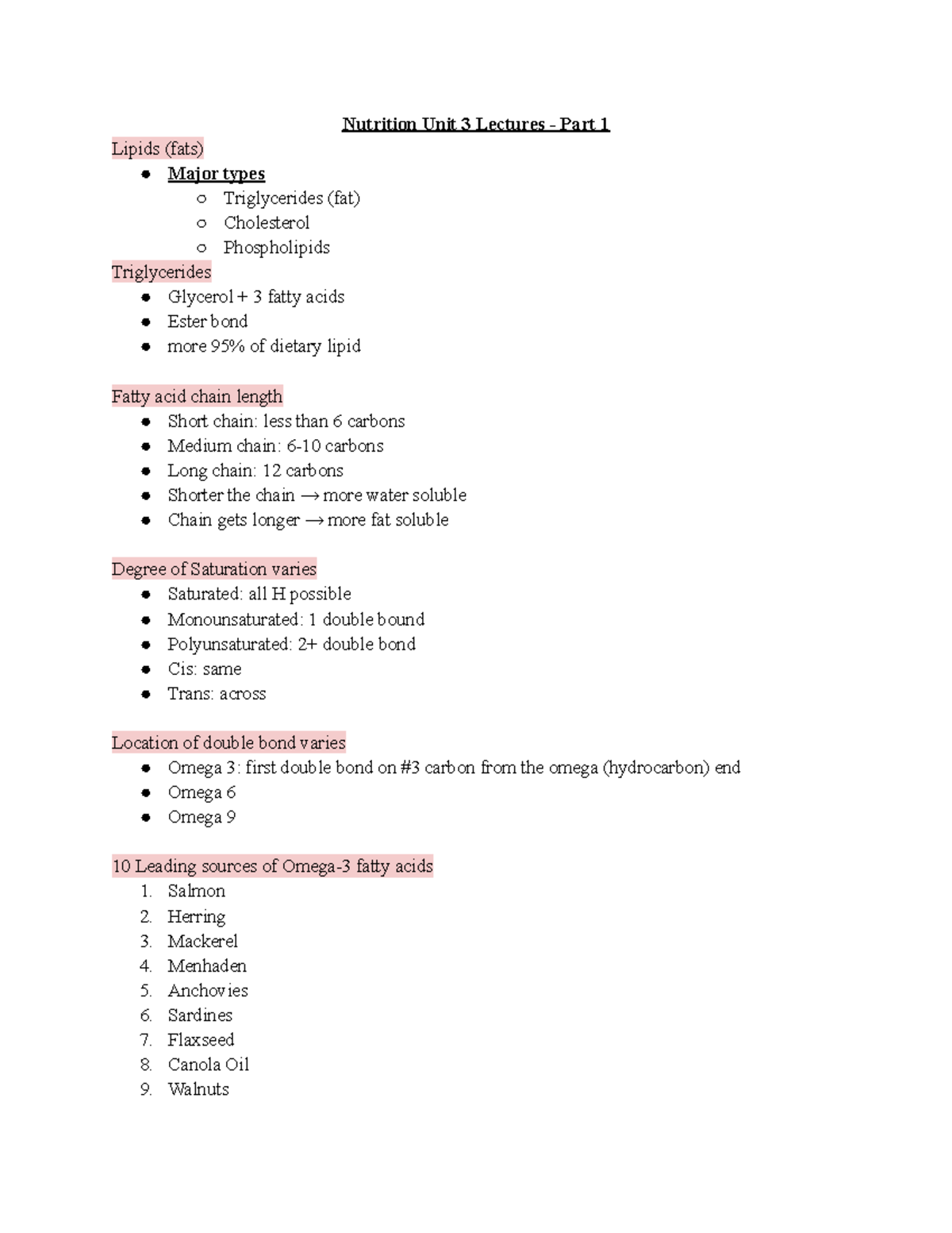 Nutrition 201: Fundamentals of Nutrition - Unit 3 Lecture Notes ...