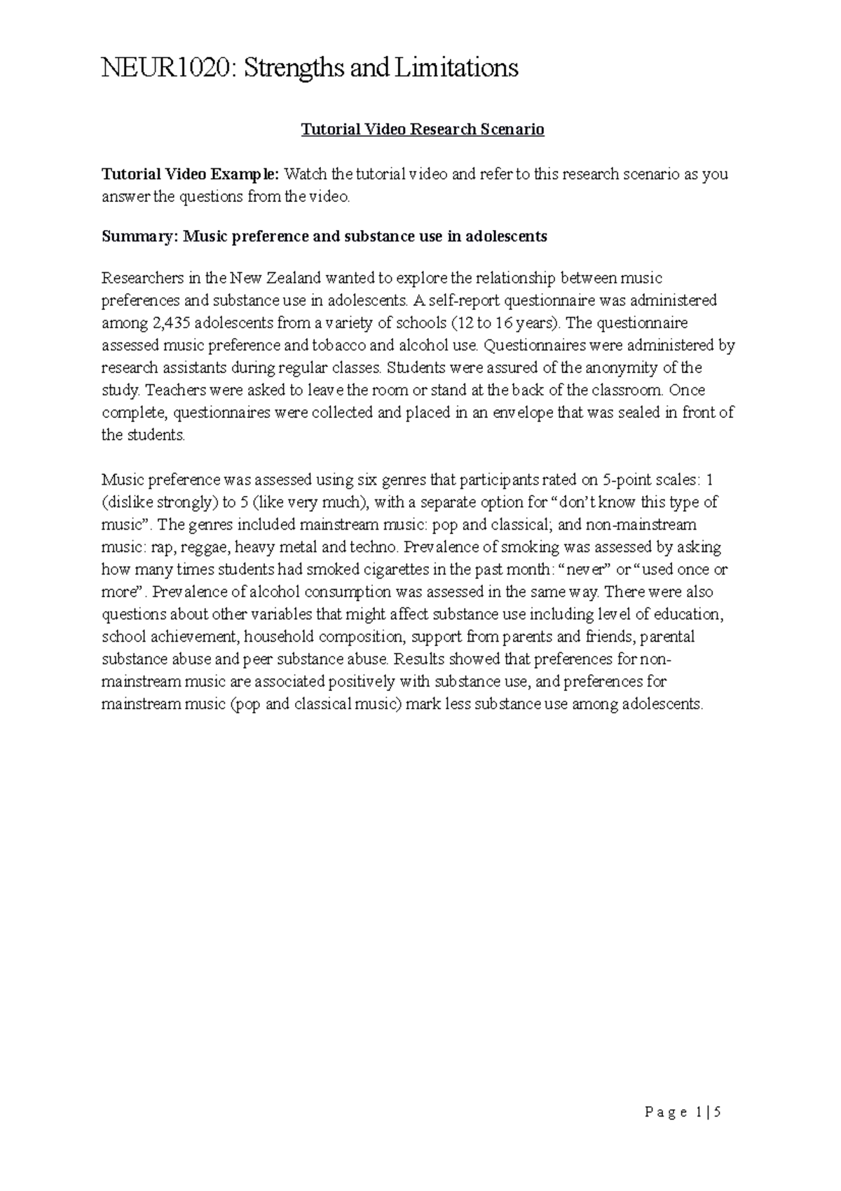 Research Scenarios and Worksheet Questions - Strengths and Limitations ...