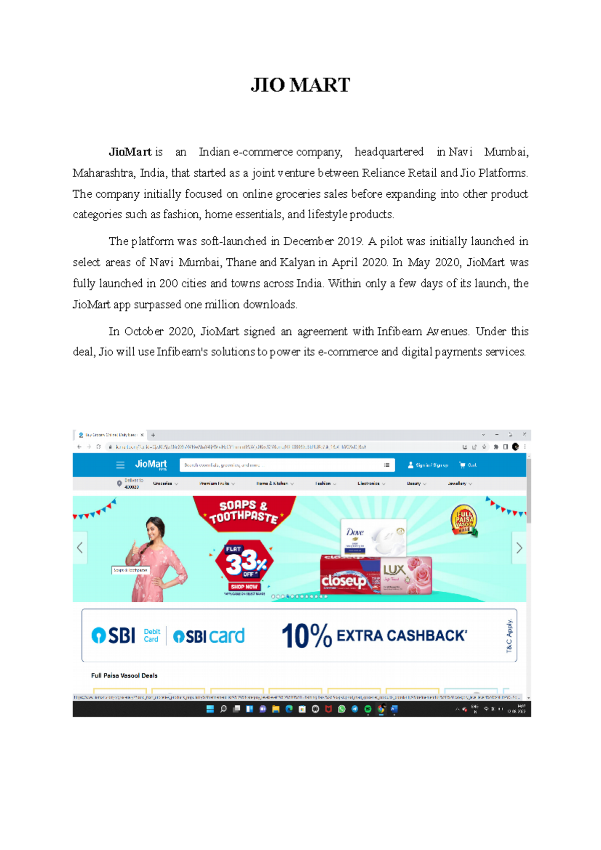 JIO MART - JIO MART JioMart is an Indian e-commerce company, headquartered in Navi Mumbai, - Studocu