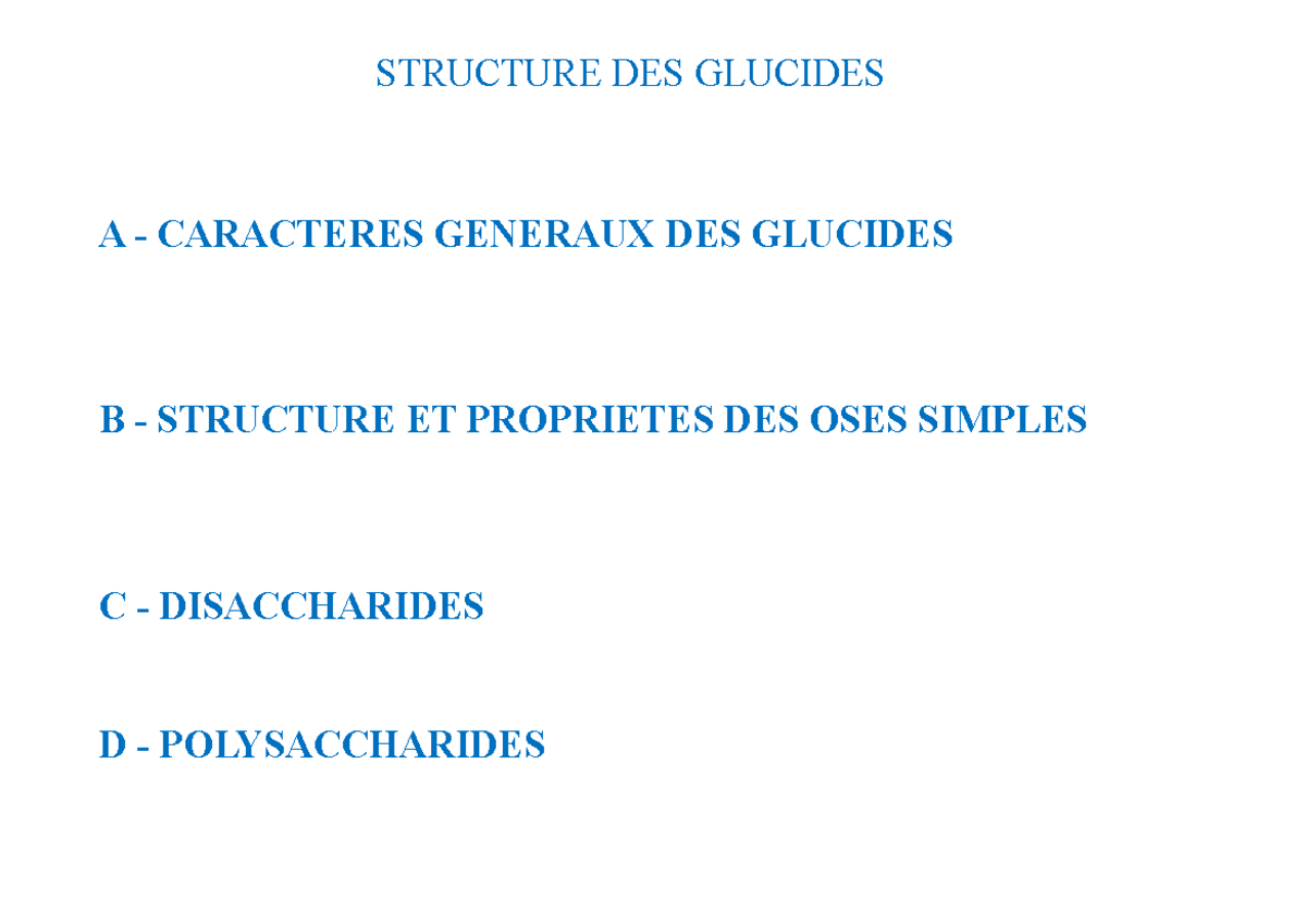 9 Structure des glucides - STRUCTURE DES GLUCIDES A - CARACTERES ...