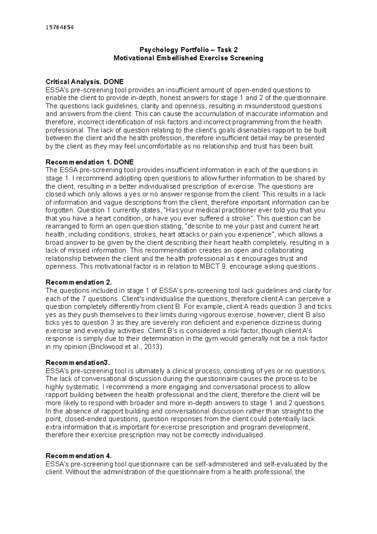 Exercise Psych Portfolio - Task 2 - 19764654 Psychology Portfolio ...