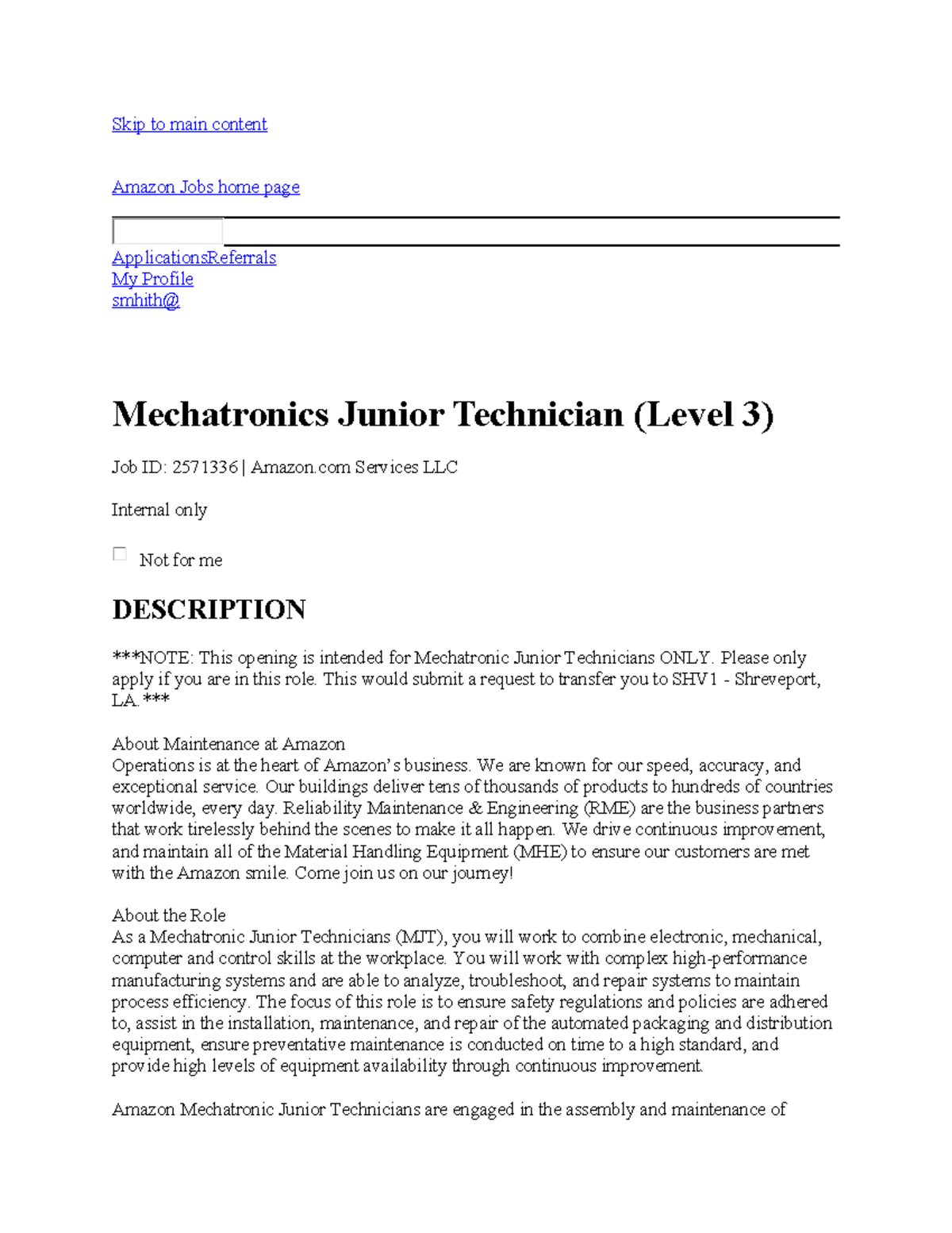 JD TECH - describes tutorial work - Skip to main content Amazon Jobs ...