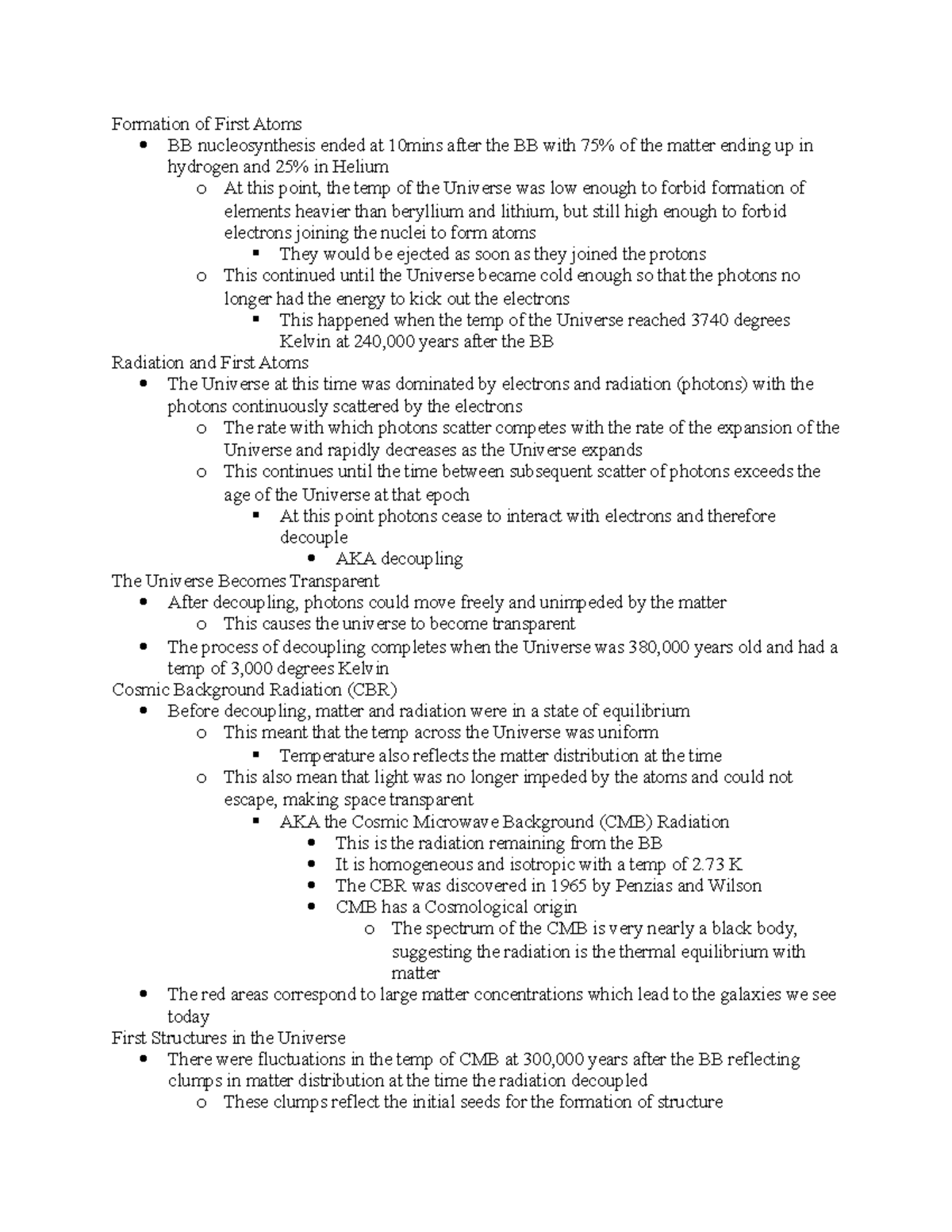 First Atoms and Dark Ages - Formation of First Atoms BB nucleosynthesis ...