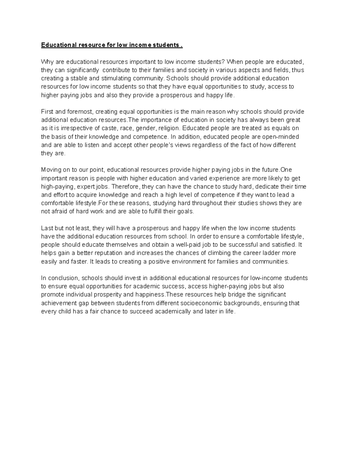 Educational resource for low income students 2 - Why are educational ...