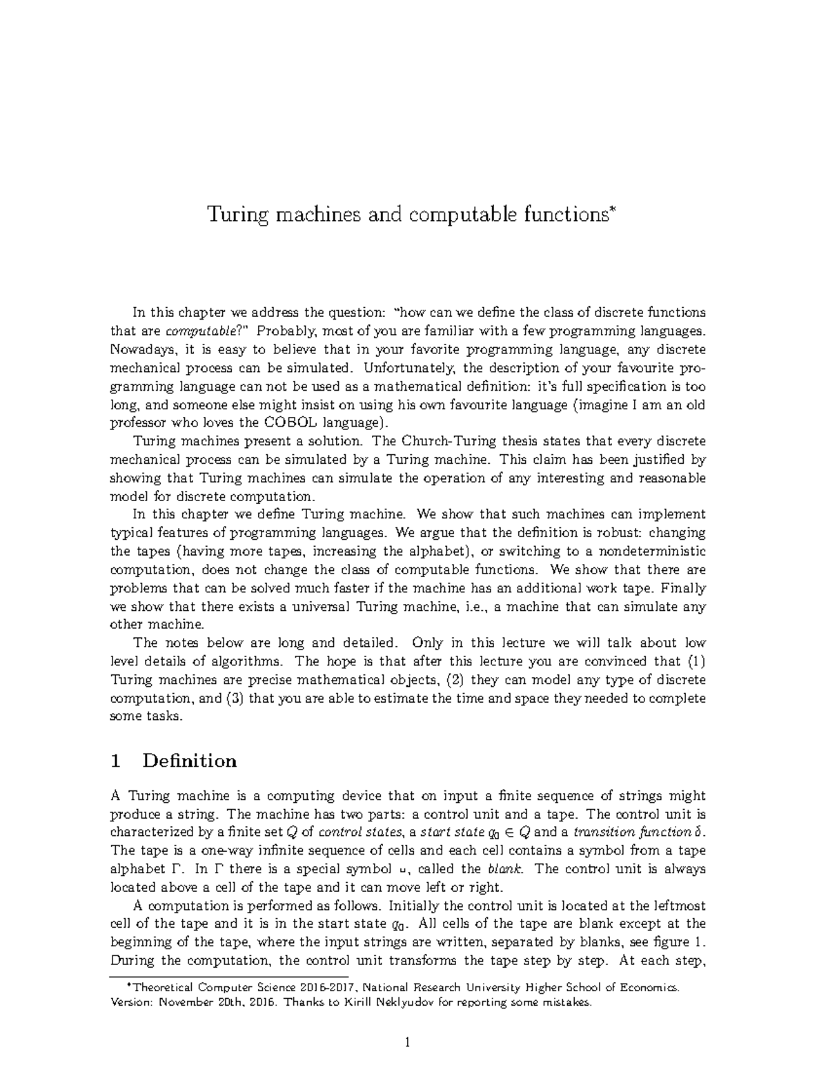 Turing Def - Turing machines and computable functions ∗ In this chapter ...