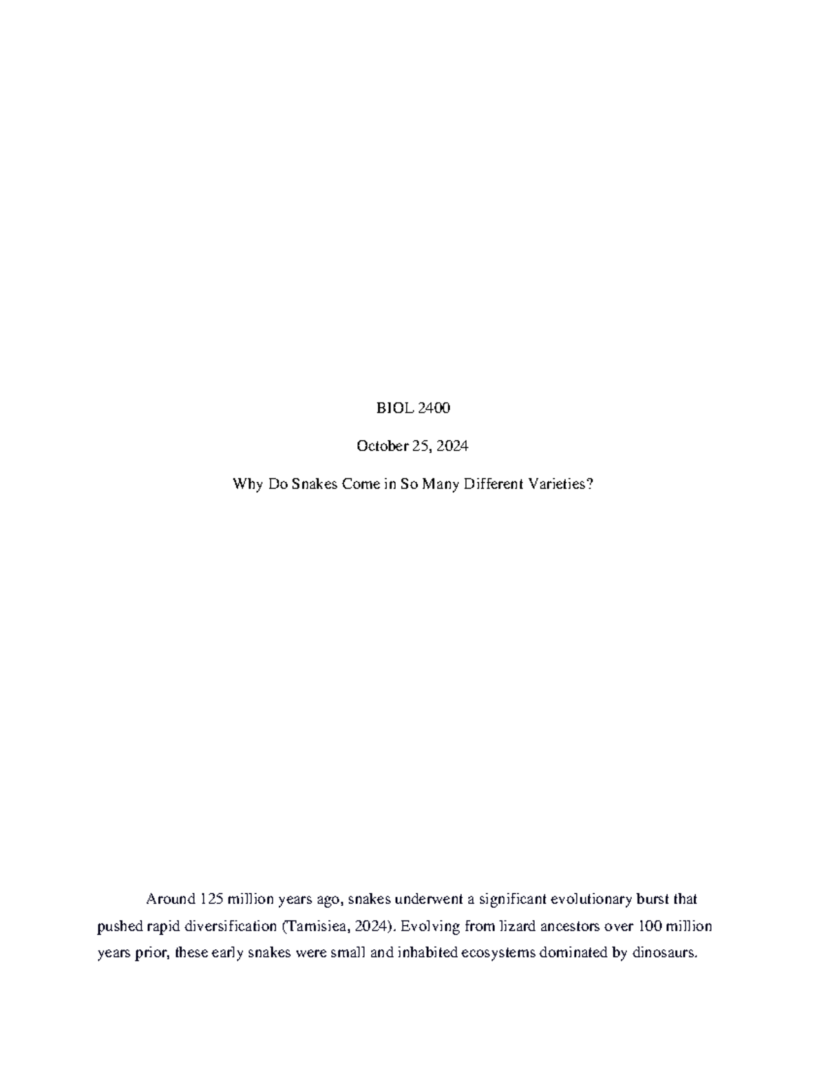 BIOL 2400 - Individual Project - BIOL 2400 October 25, 2024 Why Do ...