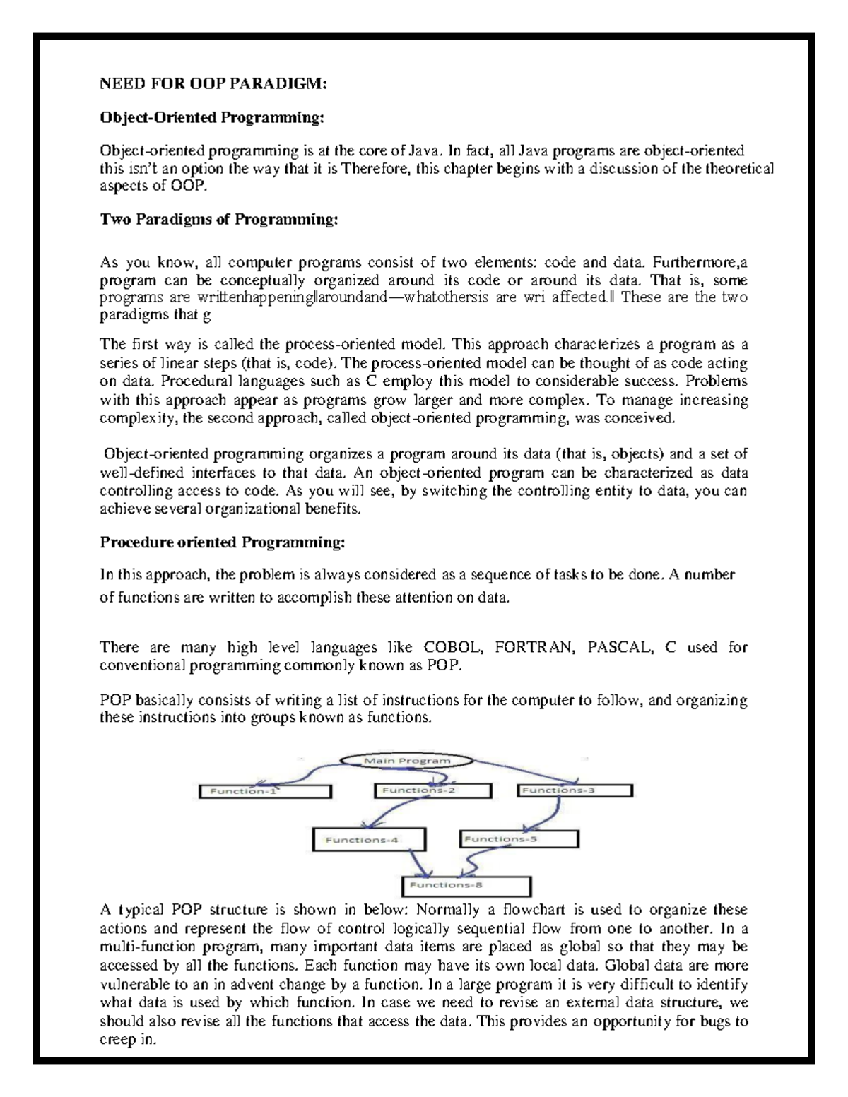 JAVA Programming - NEED FOR OOP PARADIGM: Object-Oriented Programming ...