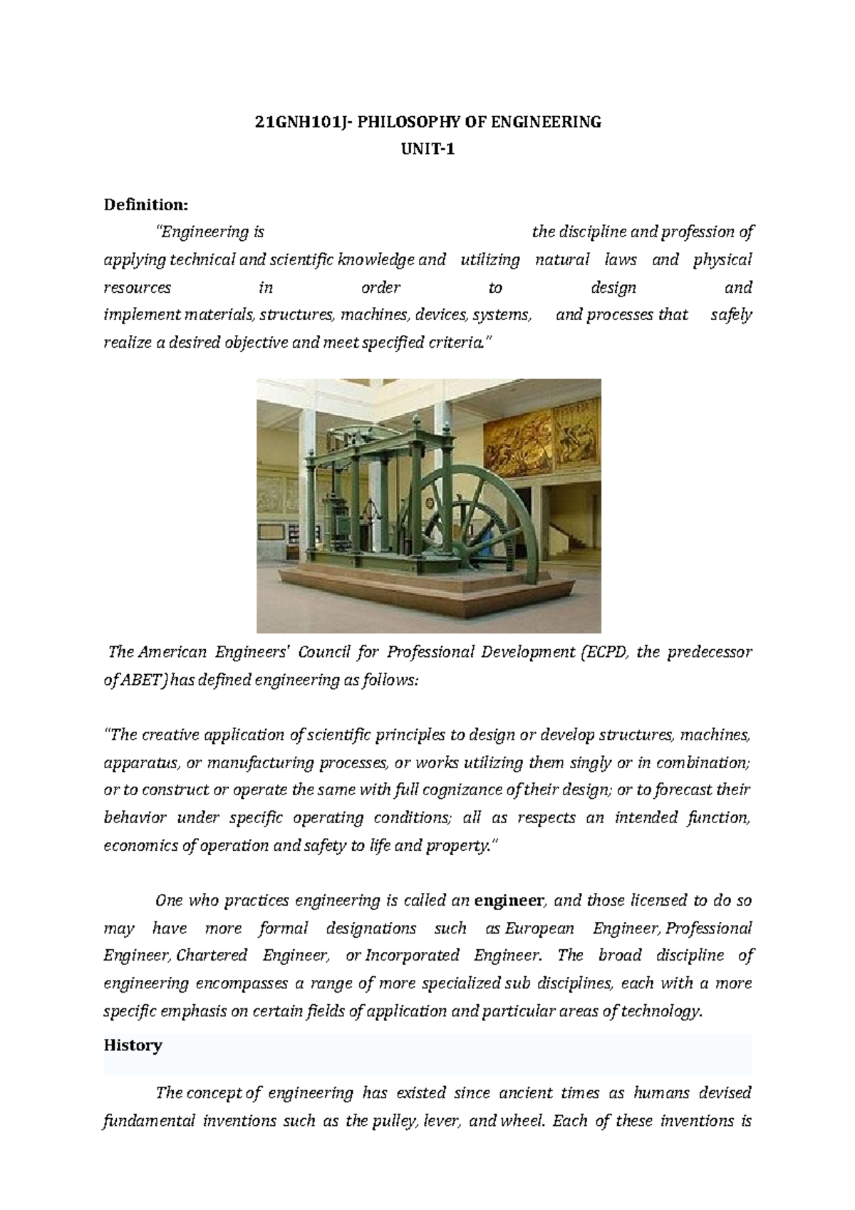 UNIT-I - POE Notes - 21GNH101J- PHILOSOPHY OF ENGINEERING UNIT ...
