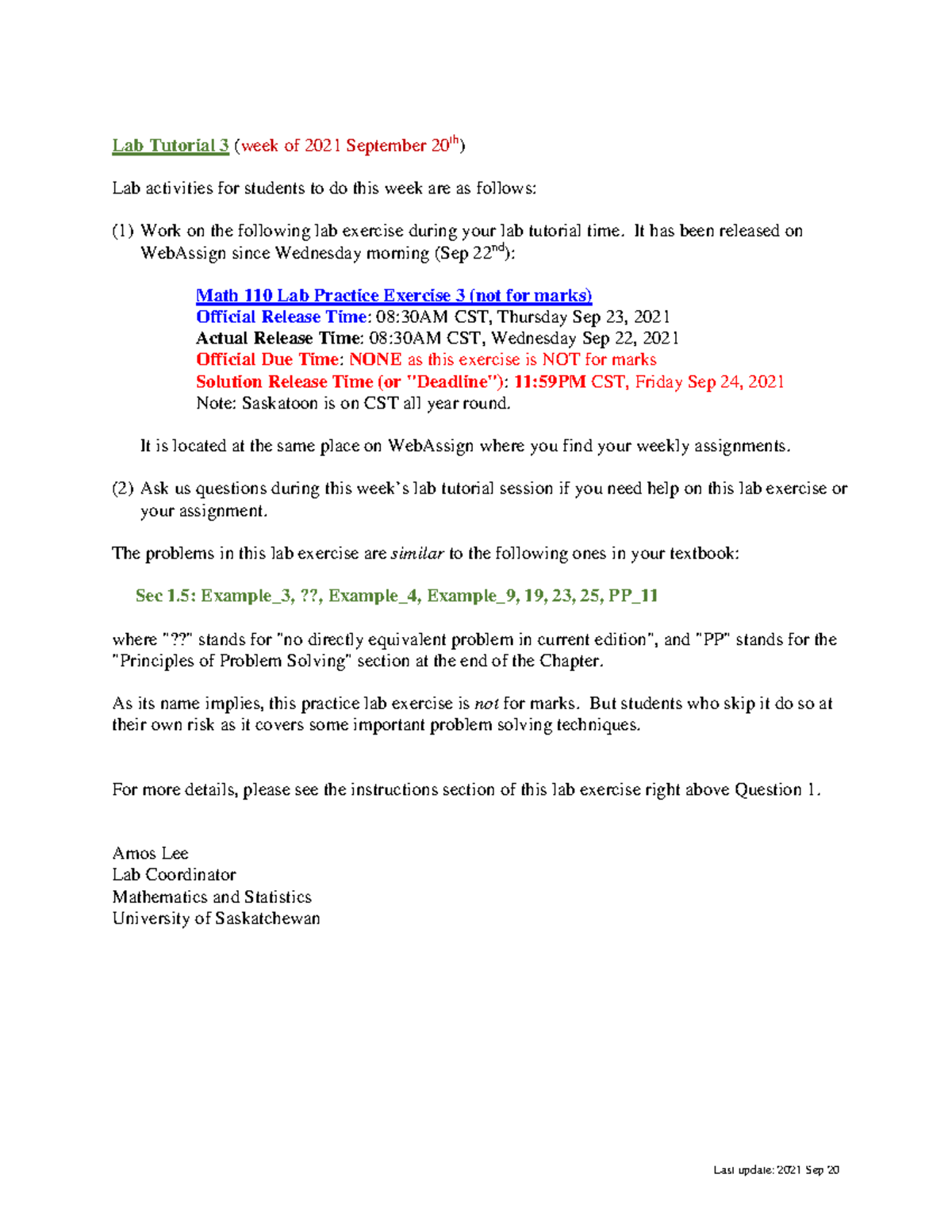 Lab03 1 - LAB work 3 of Math 110 - Last update: 2021 Sep 20 Lab ...