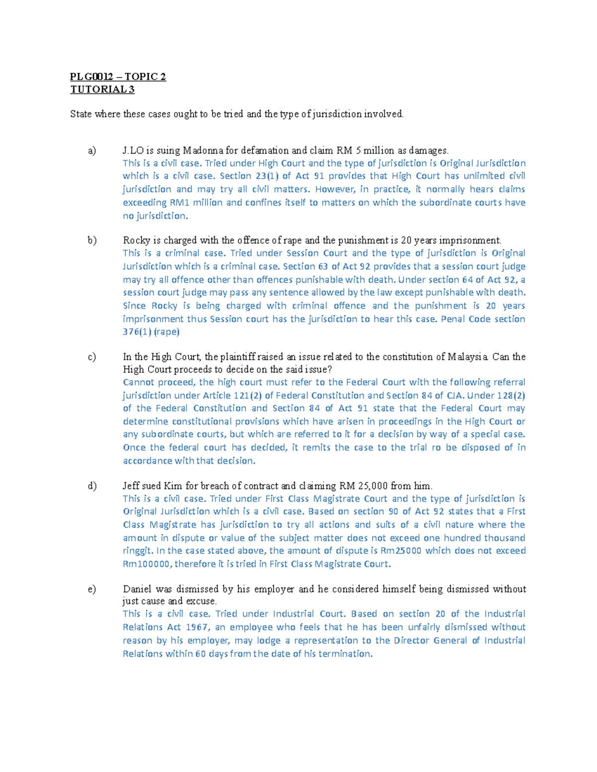 TUT 3 - Topic 2 - GPOL - PLG0012 – TOPIC 2 TUTORIAL 3 State where these ...