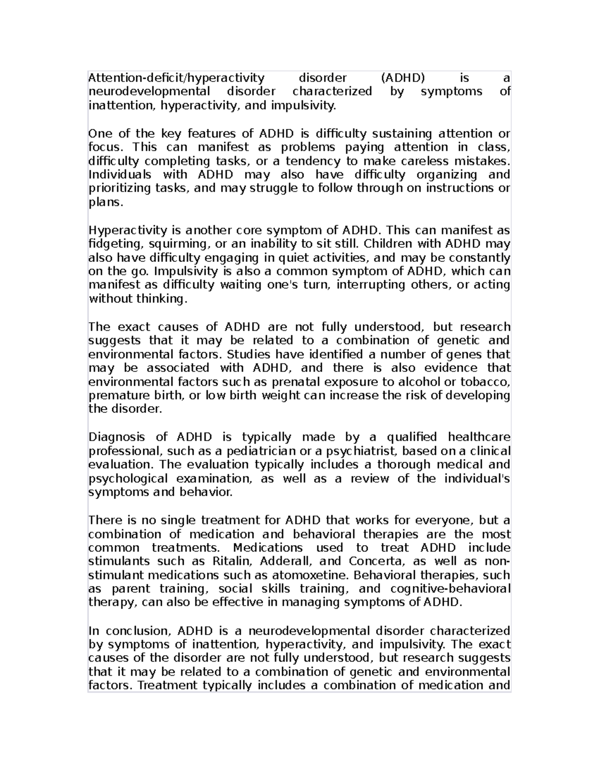 ADHD lecture - Psychology and Sosiology for Nurses - Attention-deficit ...