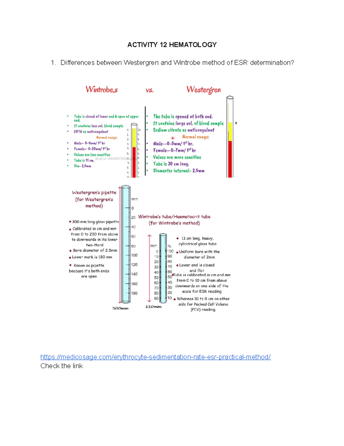 Activity 12 Hematology Erythrocyte Sedimentation Rate - Medical ...