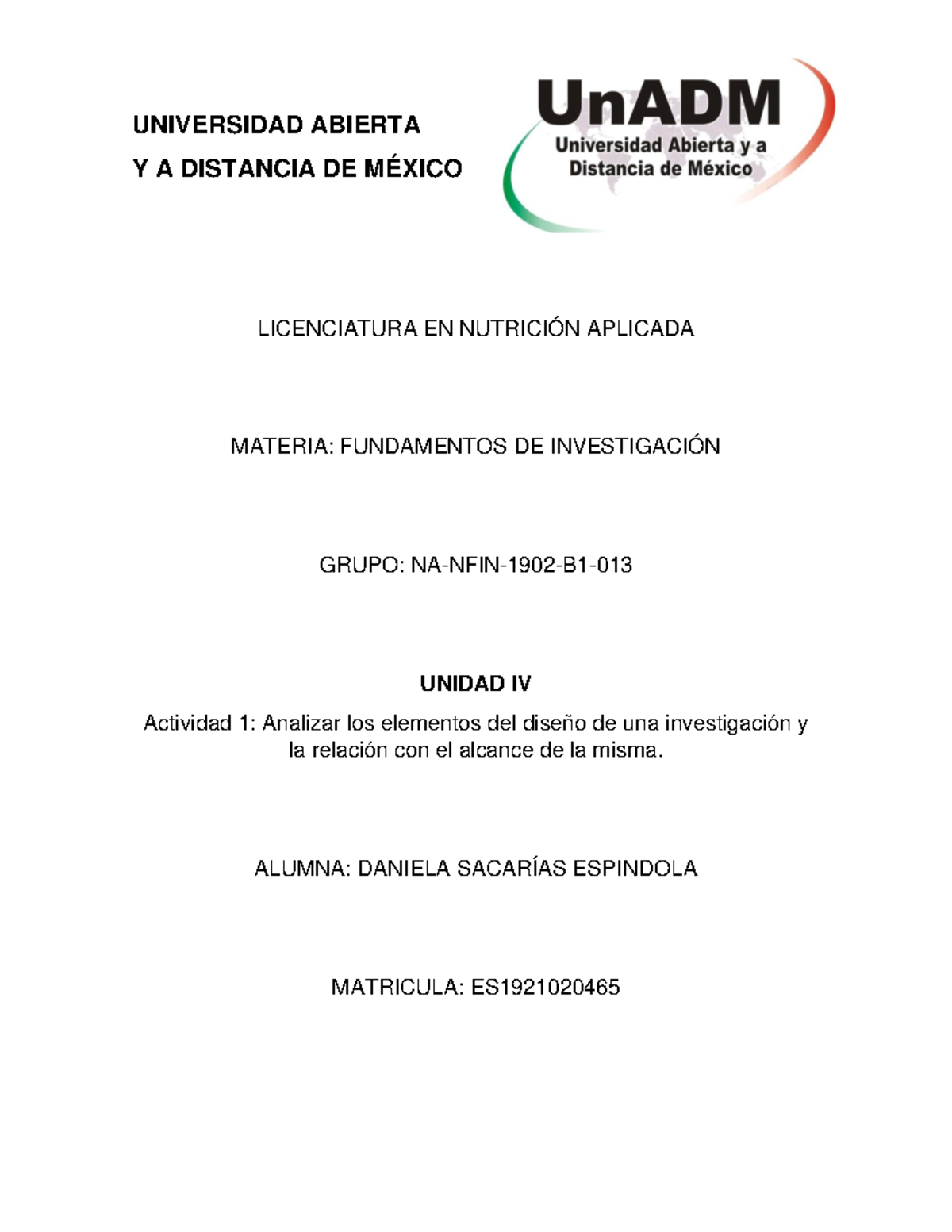 FI U4 A1 DASE - xzcx - Fundamentos de Investigacion - UnADM - Studocu