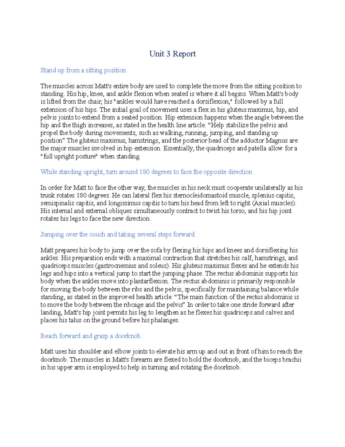 Unit 3 Report 77 - I got an A - Unit 3 Report Stand up from a sitting ...