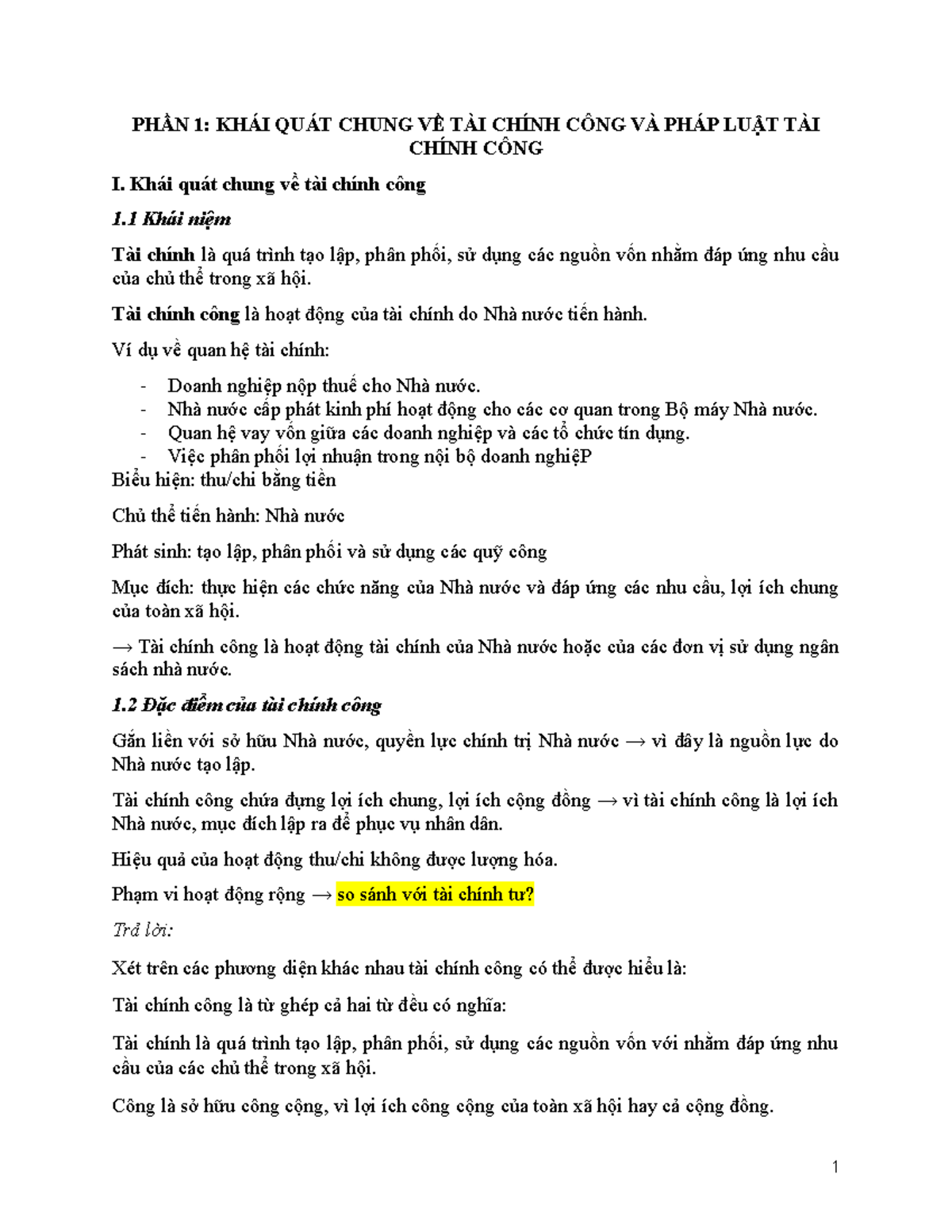 ÔN THI TCC - ôn thi - PHẦN 1: KHÁI QUÁT CHUNG VỀ TÀI CHÍNH CÔNG VÀ PHÁP LUẬT TÀI CHÍNH CÔNG I ...