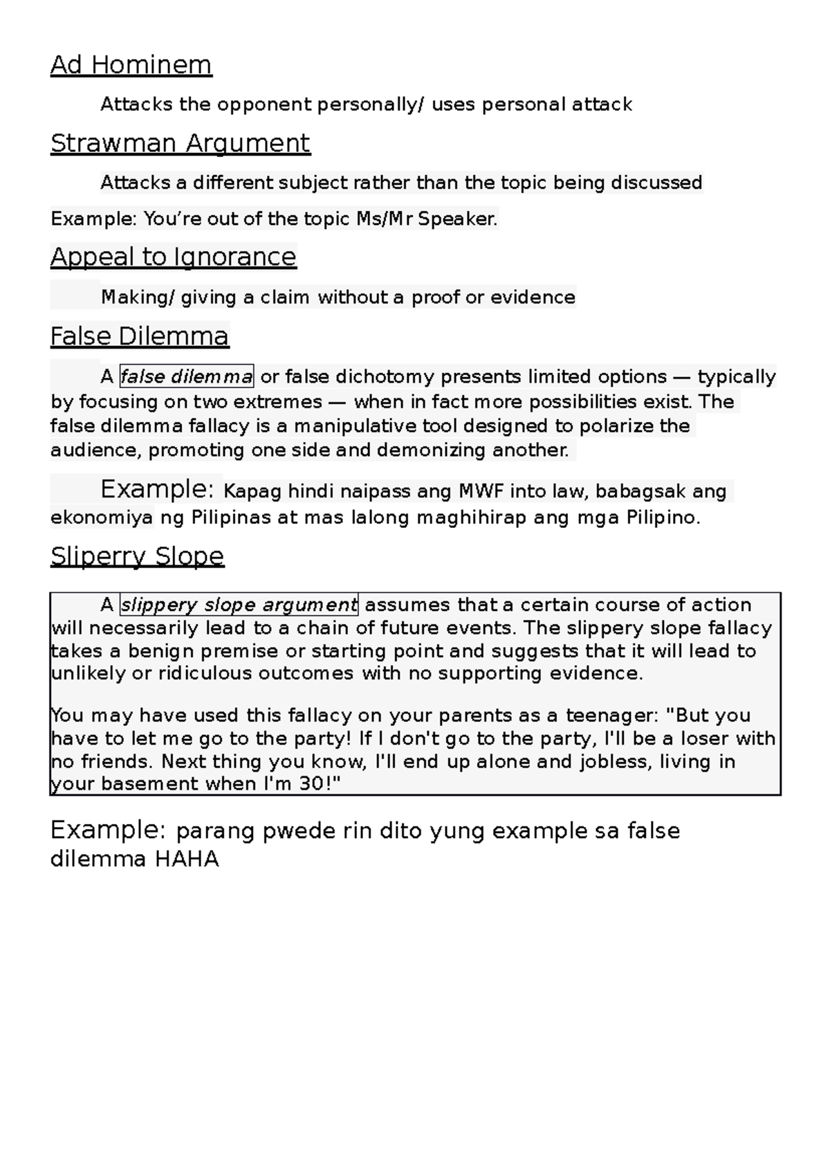 Ad Hominem - OKKKKKKKKKKKK - Ad Hominem Attacks the opponent personally ...