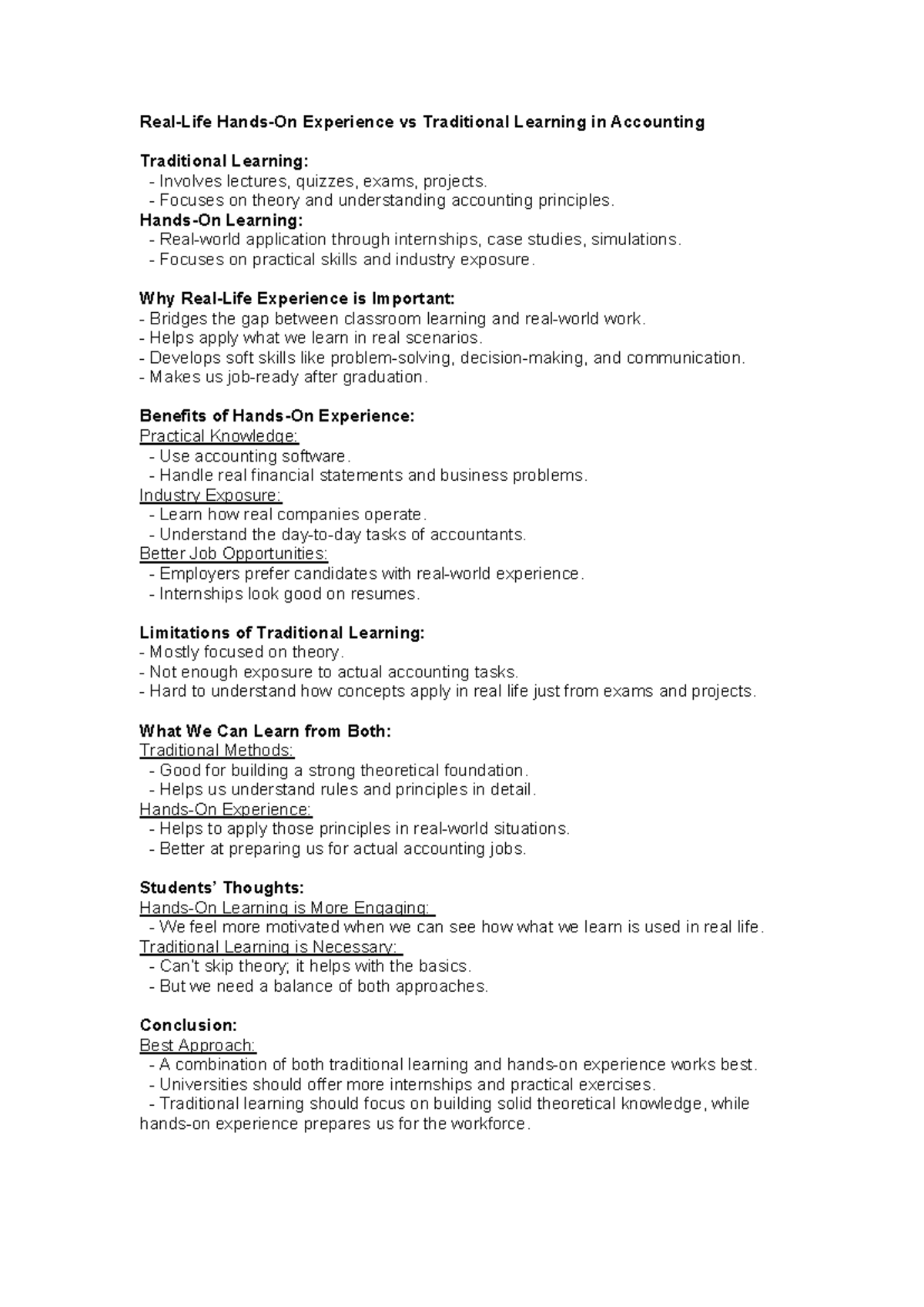 Real - A notes on the benefits of Real-life Hands-on Experience and ...