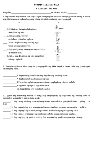 Summative TEST IN English - Elementary Education - SUMMATIVE TEST IN ...