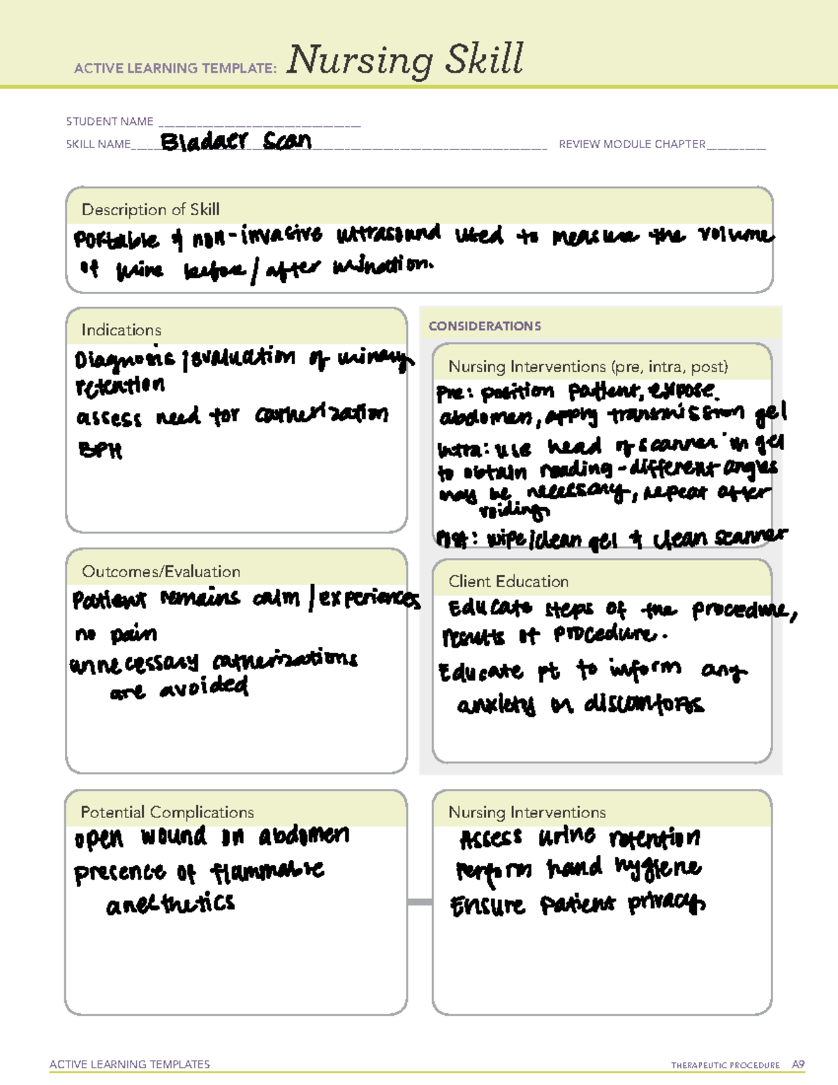 Bladder scan - ATI template - ACTIVE LEARNING TEMPLATES THERAPEUTIC ...