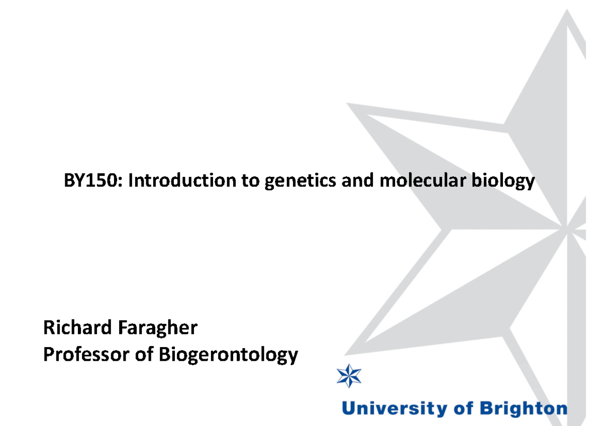 Fundamental Evoluctionary 1 - BY150: Introduction to genetics and ...