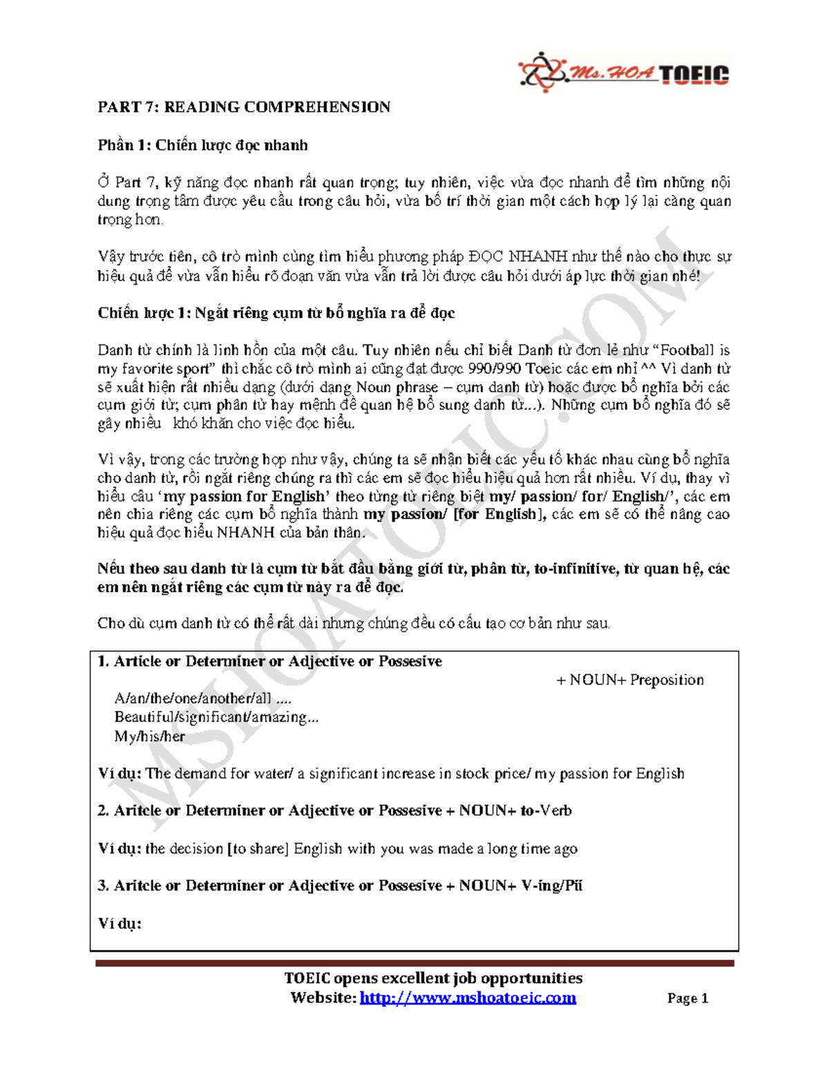 Chiến thuật làm bài Part 7-Reading comprehension - English Studies ...