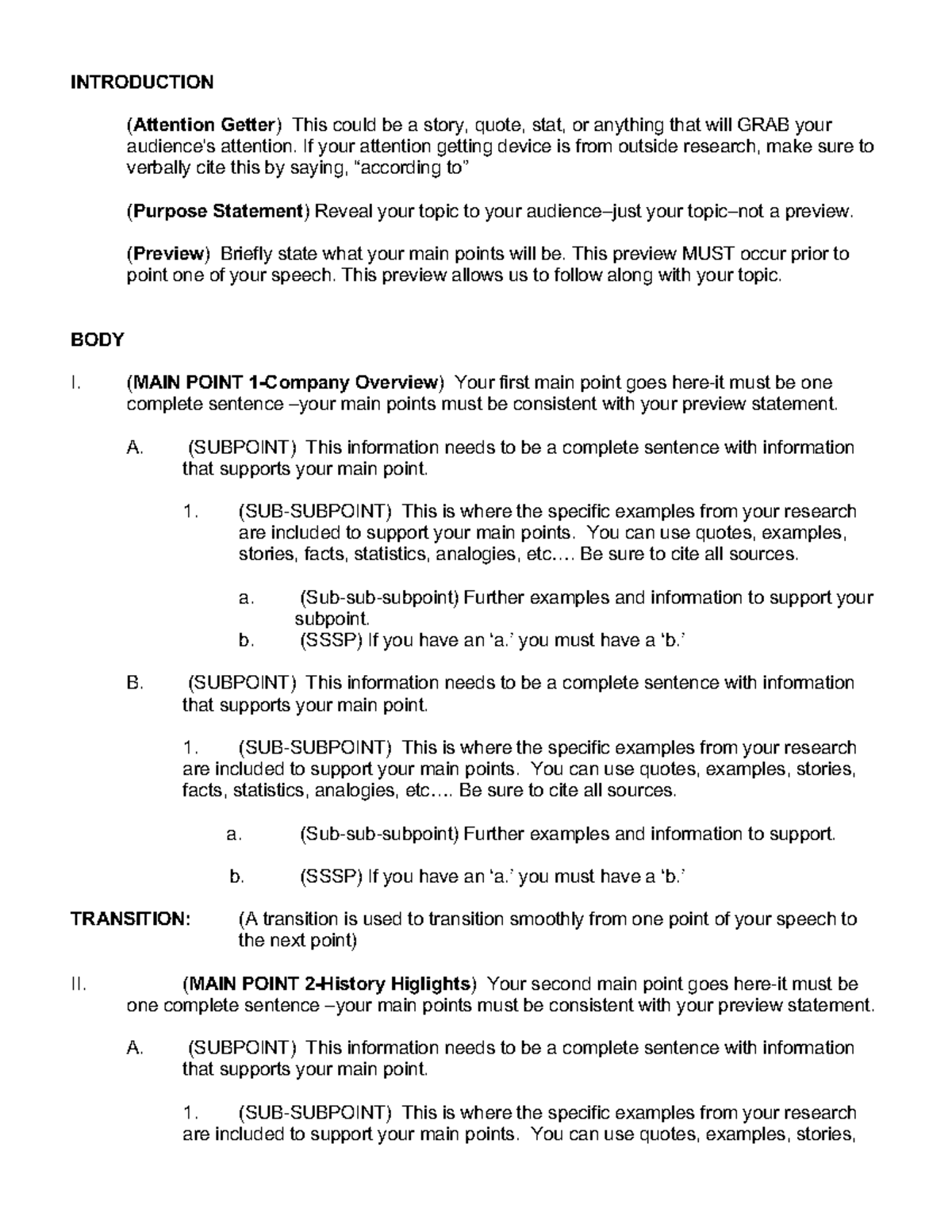 Org Comm Template - jdb - INTRODUCTION (Attention Getter) This could be ...