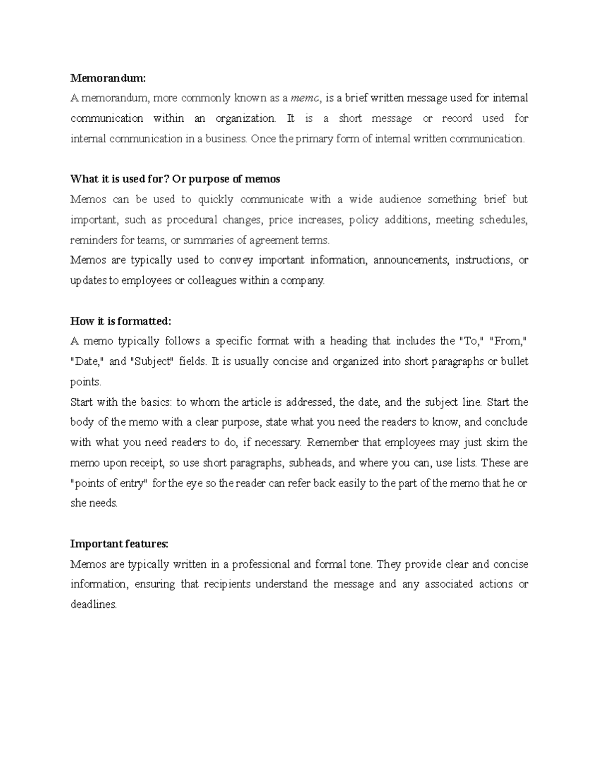Memo - Memorandum: A memorandum, more commonly known as a memo, is a ...