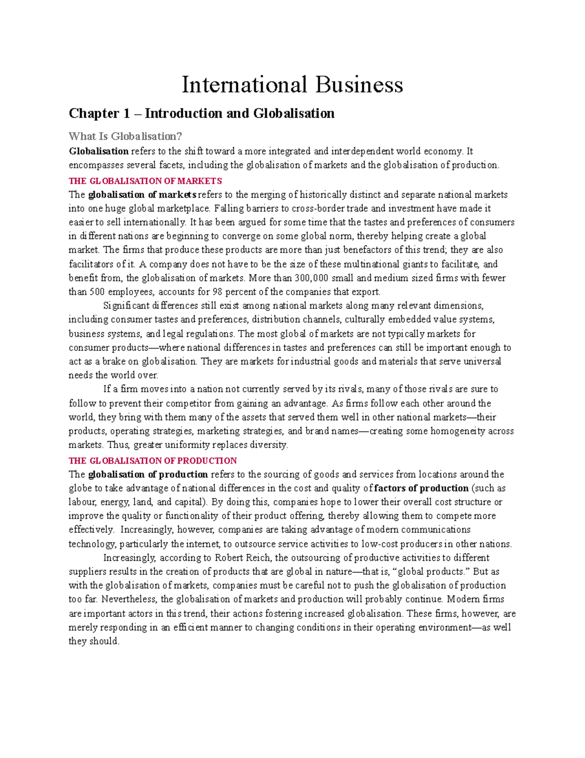 International Business Notes - International Business Chapter 1 ...