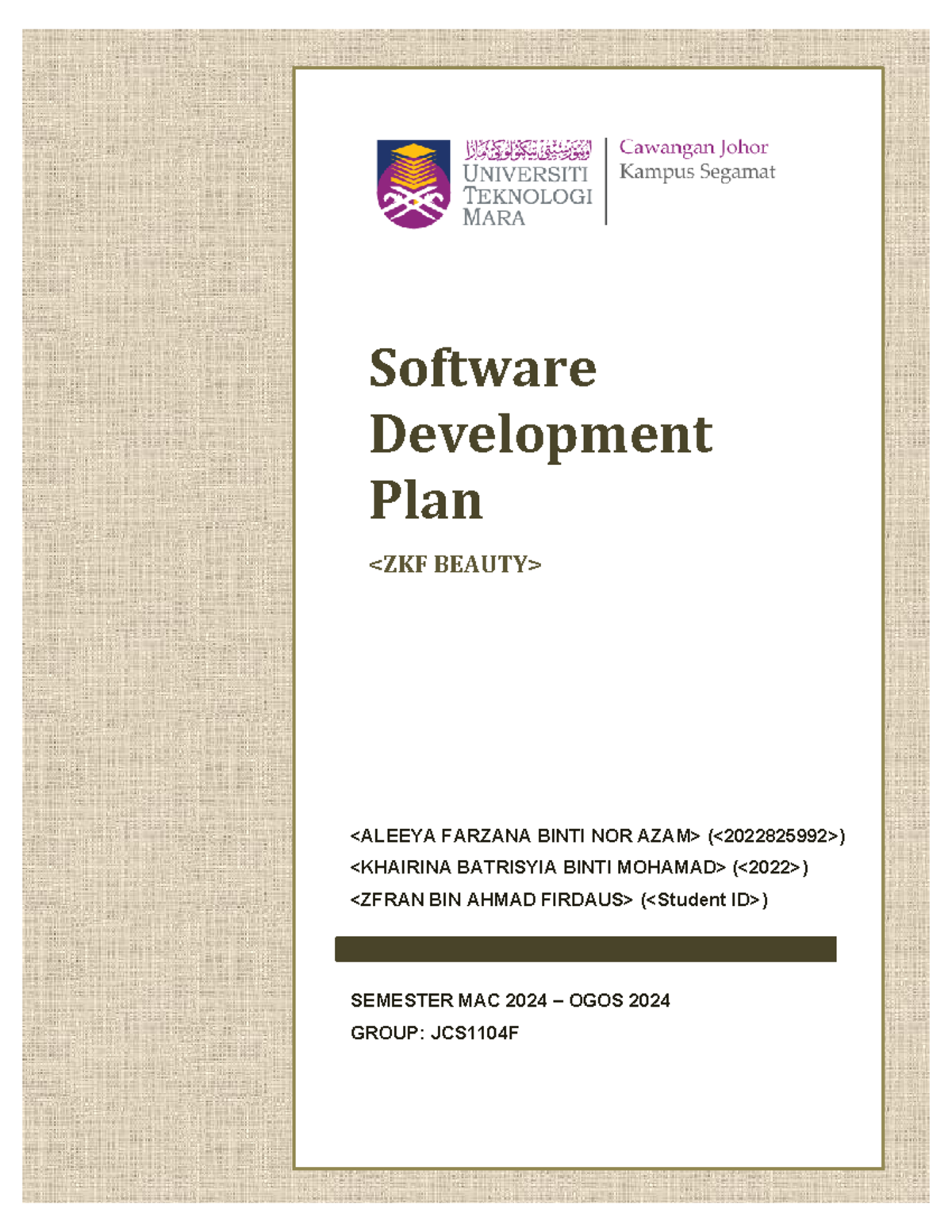 SDP Report (template) - ( )