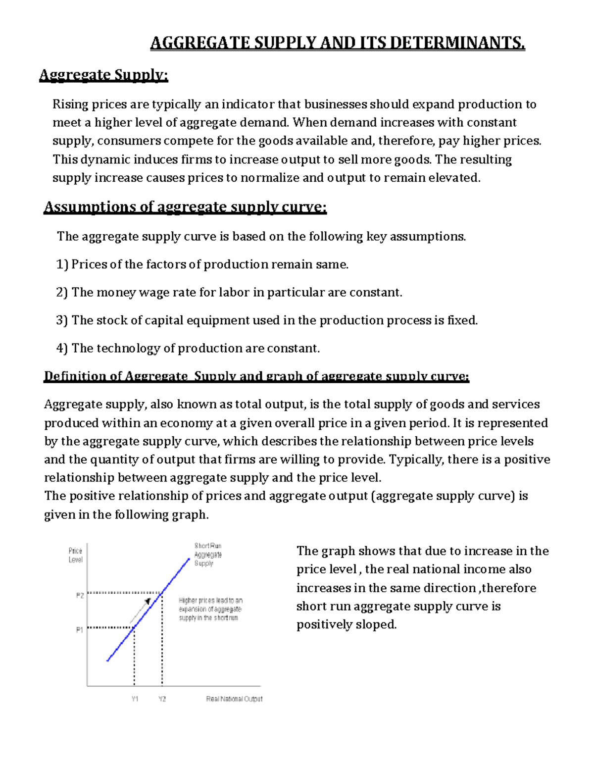 Aggregate Supply AND ITS Determinants 085915 - Business organization ...
