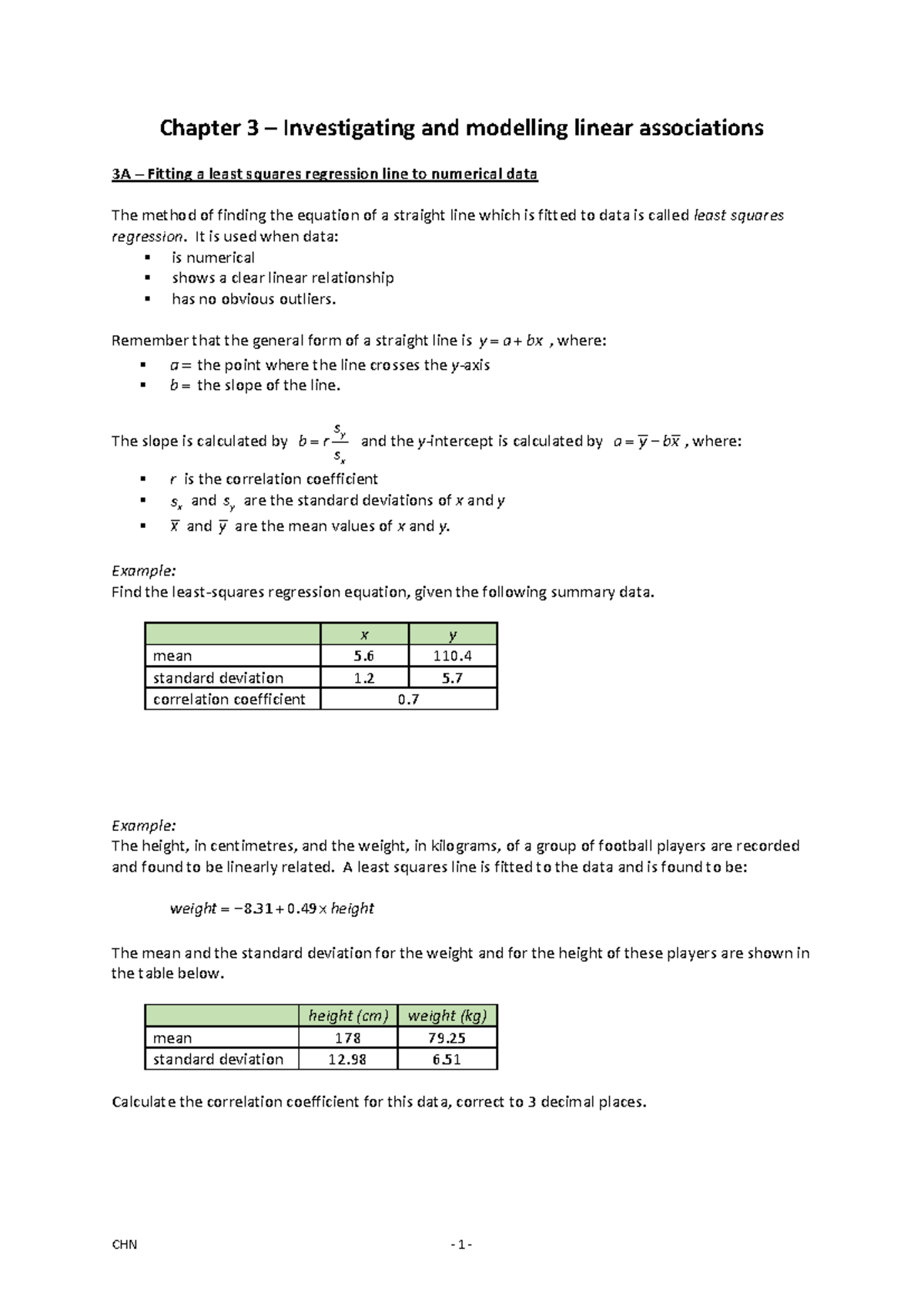 Chapter 3 notes - math year 12 - Chapter 3 – Investigating and ...
