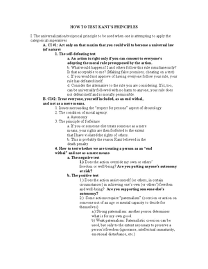 Reflection Paper 1 - Reflection Paper According to Kant, one should not ...