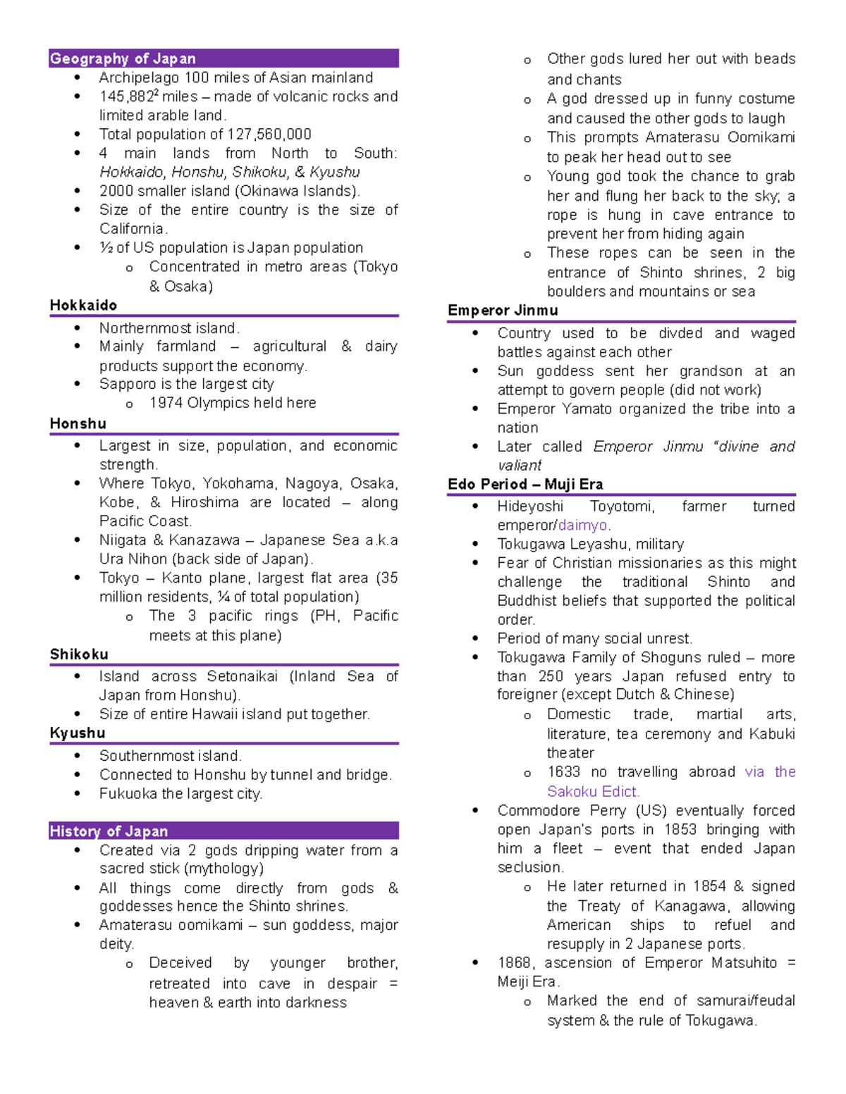 Geography of Japan - Summary Foreign Language 2 - Geography of Japan ...