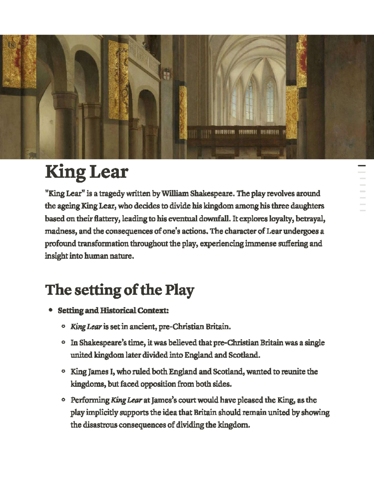 King Lear - Setting, analysis of themes - King Lear is a tragedy ...