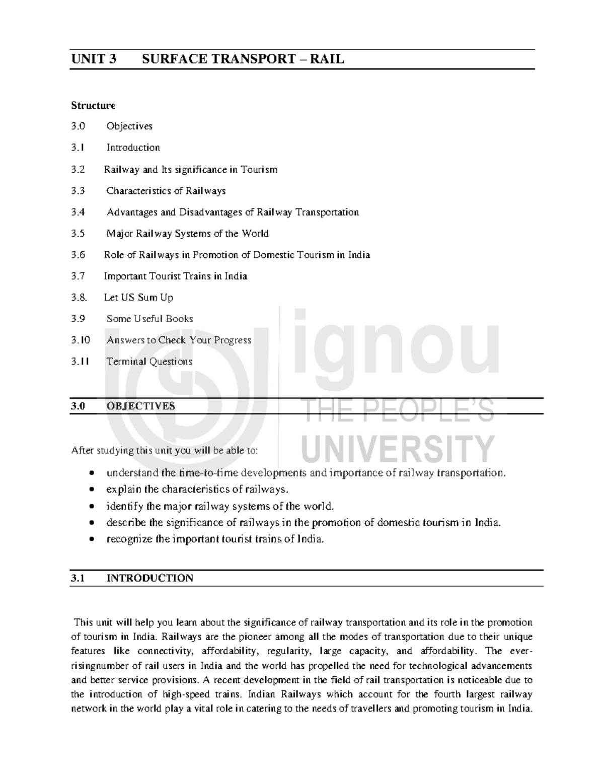 Rail cargo - Detailed notes - UNIT 3 SURFACE TRANSPORT – RAIL Structure ...