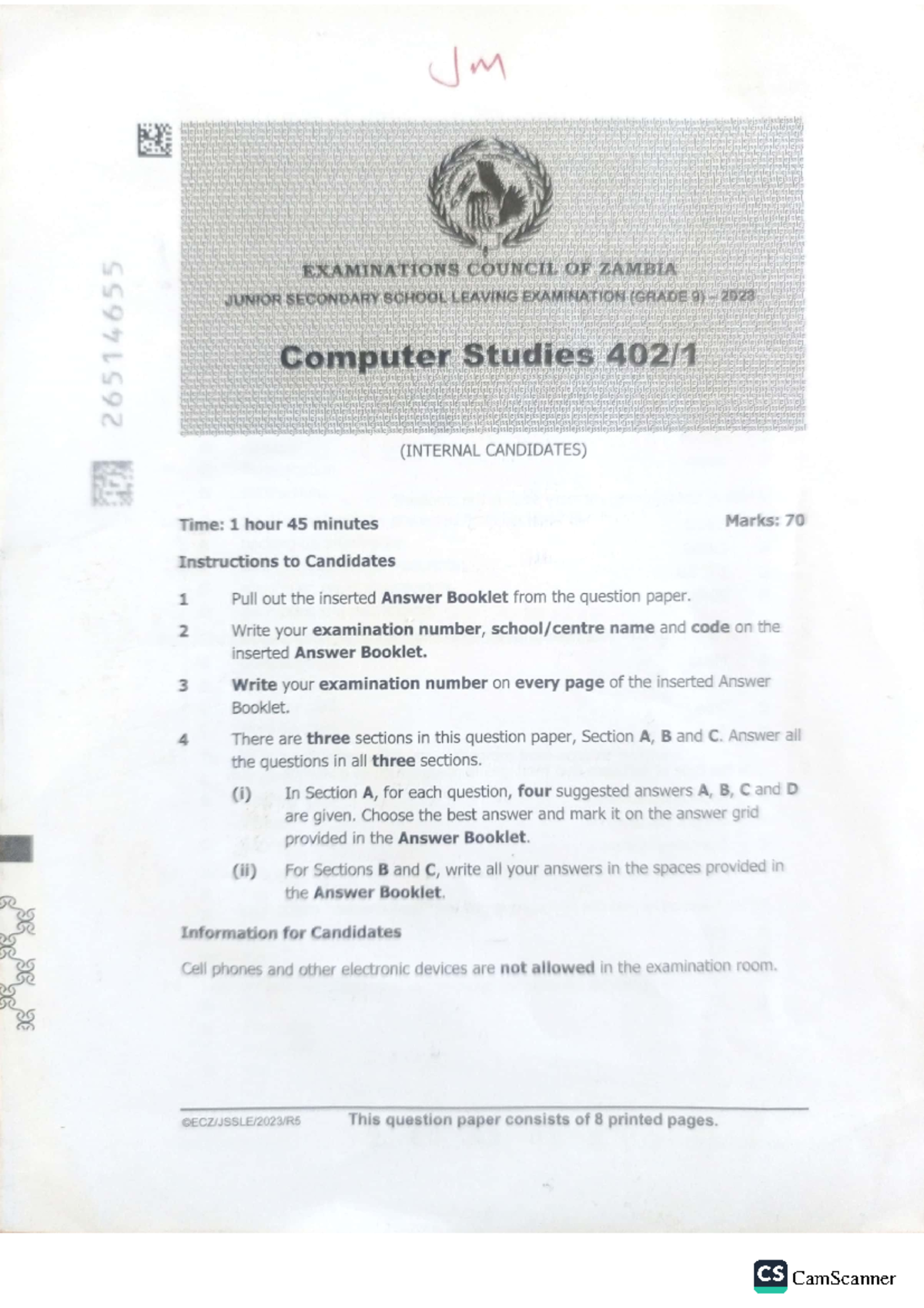 Grade 9 Internal Computer Studies 2023 - Studocu