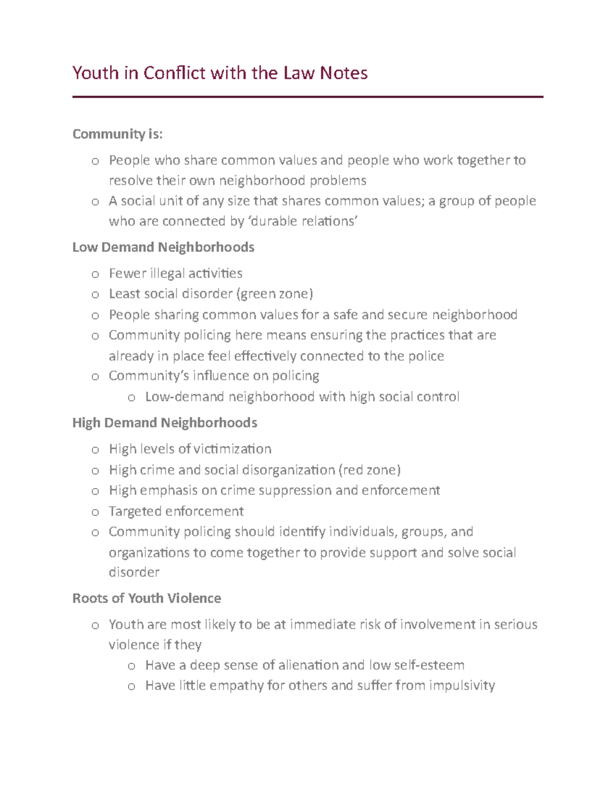 Youth in Conflict with the Law Notes - Youth in Conflict with the Law ...