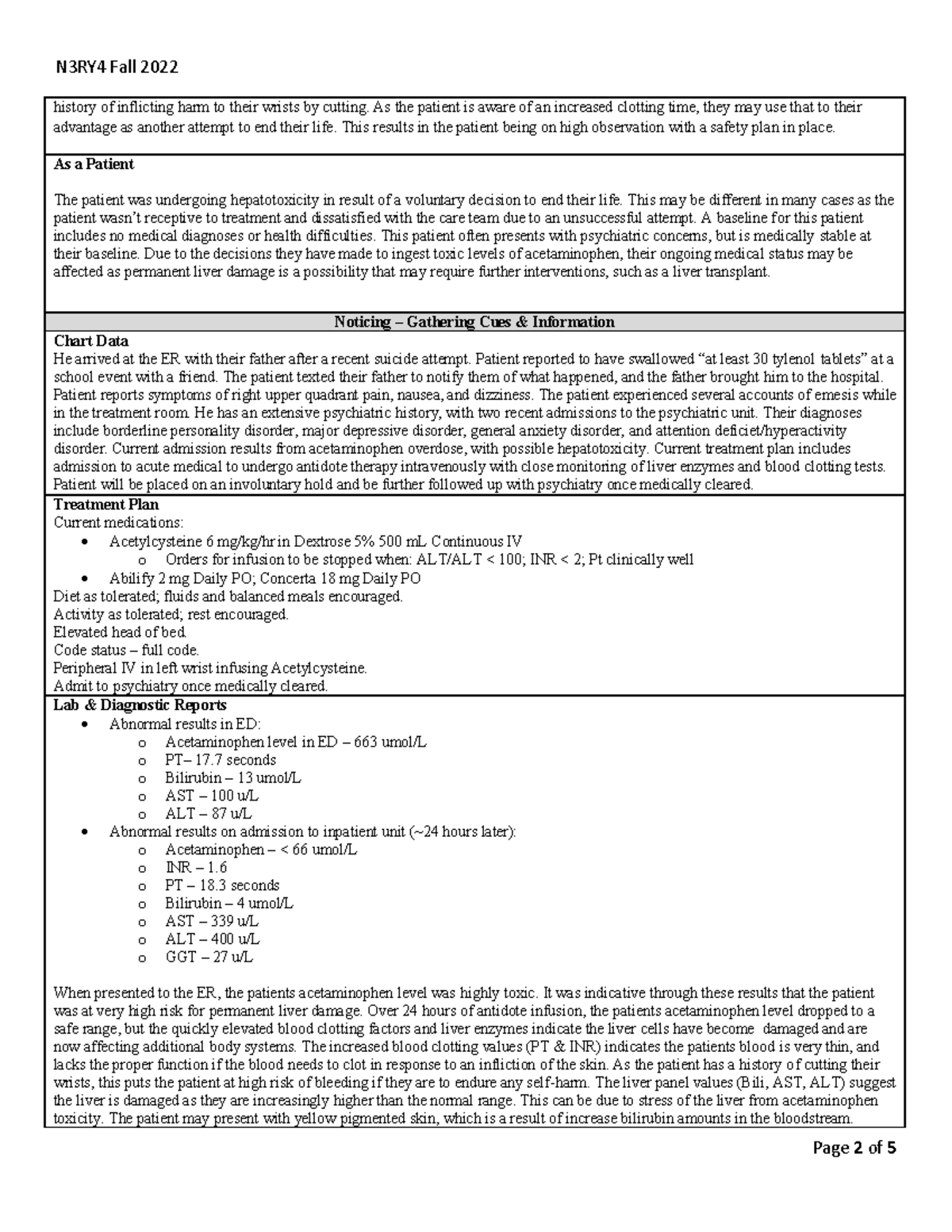 Clinical Reasoning Worksheet - 2 of 5 - N3RY4 Fall 2022 Page 2 of 5 ...