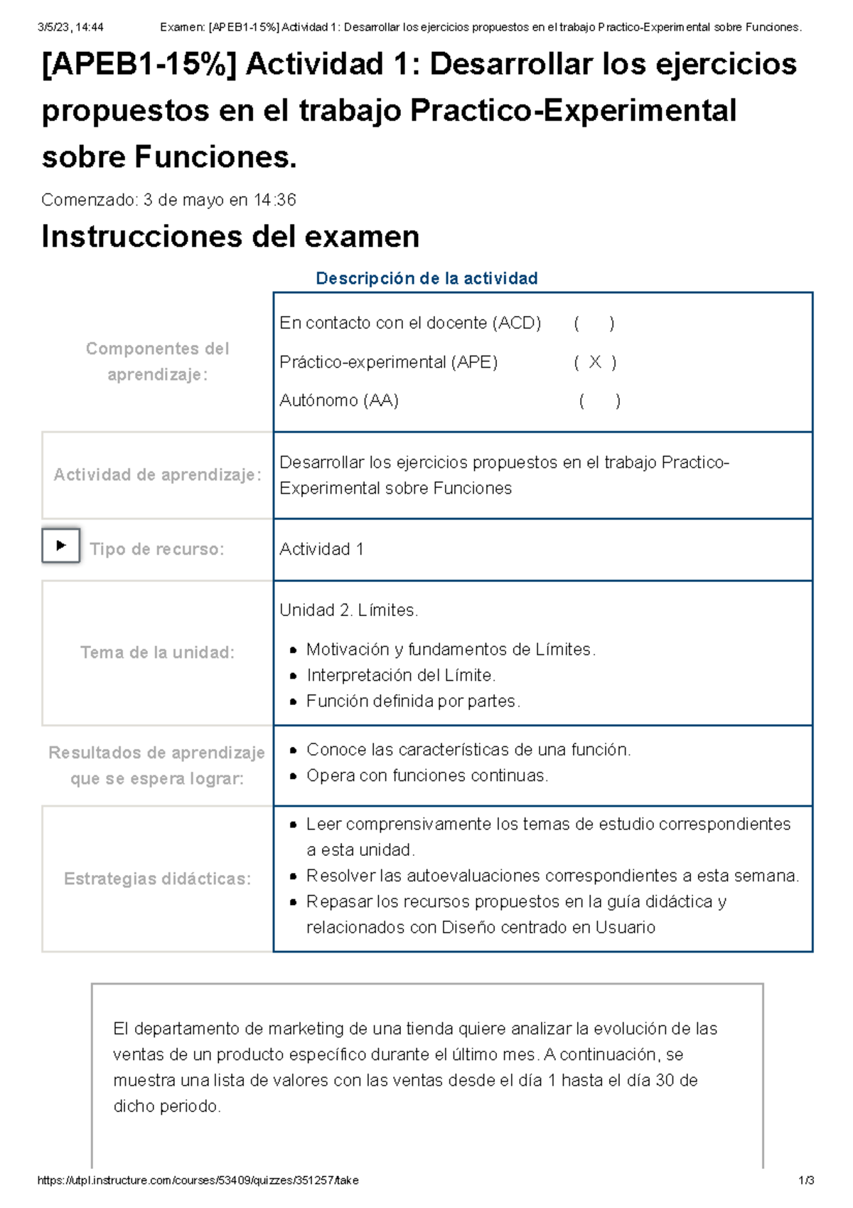 Examen [APEB 1-15%] Actividad 1 Desarrollar los ejercicios propuestos en el trabajo - Studocu