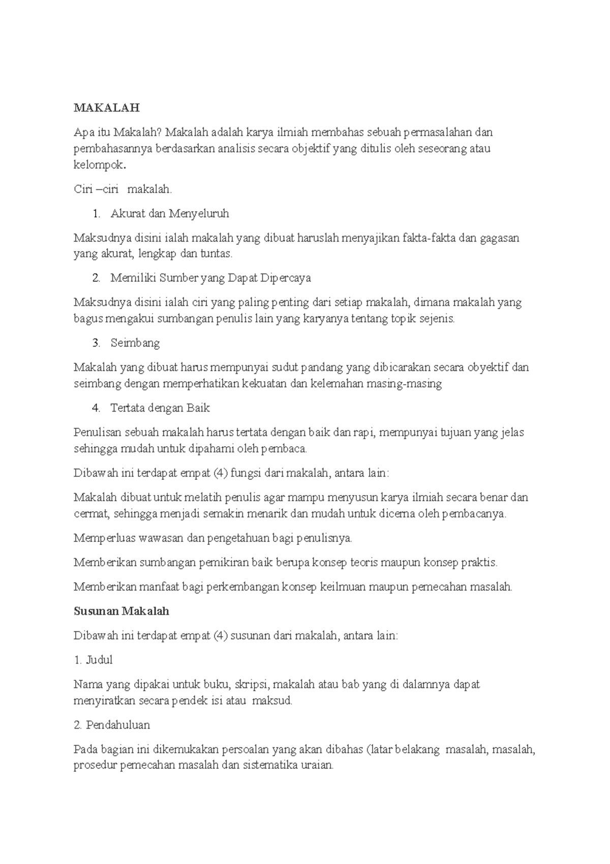 Apa itu Makalah (4 ) - MAKALAH Apa itu Makalah? Makalah adalah karya ...