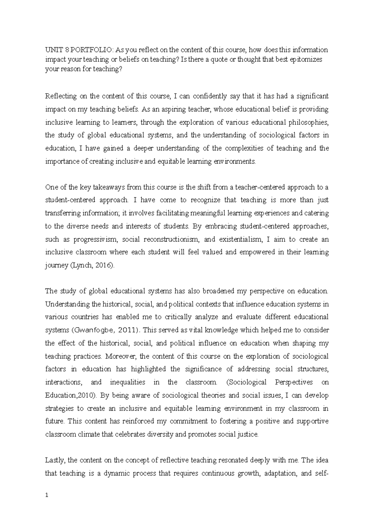 Portfolio UNIT 8 - Copy - REFLECTION OF MY LEARNING - UNIT 8 PORTFOLIO ...