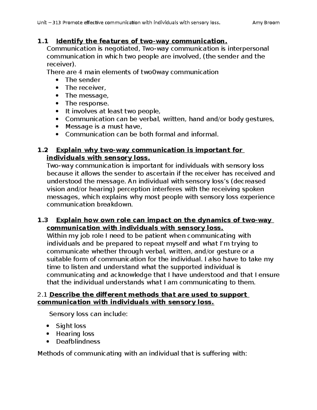 Unit 313 - promote effective communication with individuals with ...