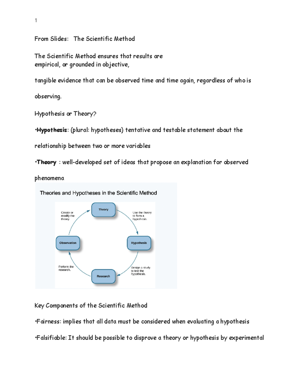 Psychological Research notes 1 -5 - From Slides: The Scientific Method ...