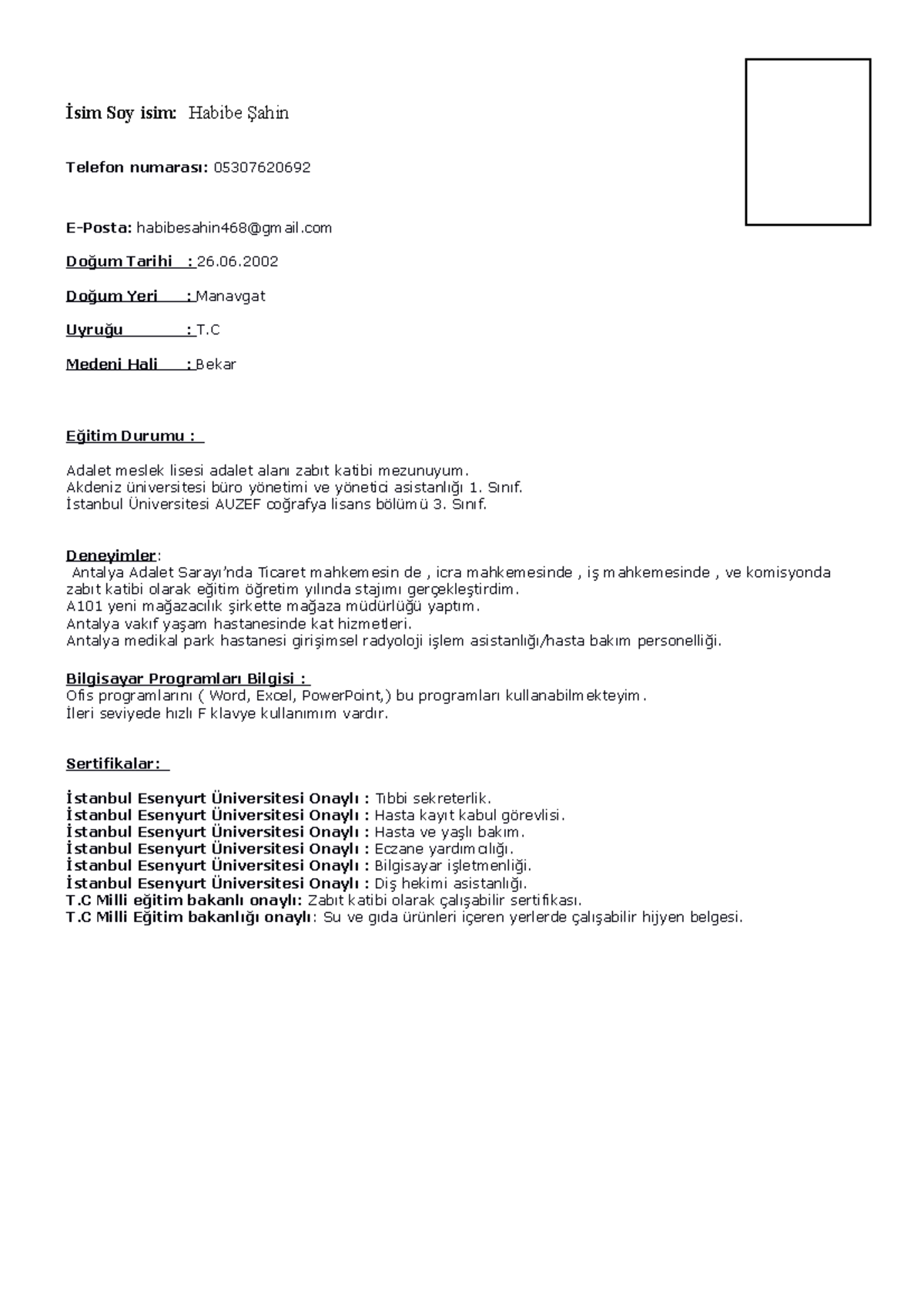 Habibe şahin cv 2023 - Svsvsvsv - İsim Soy isim: Habibe Şahin Telefon ...