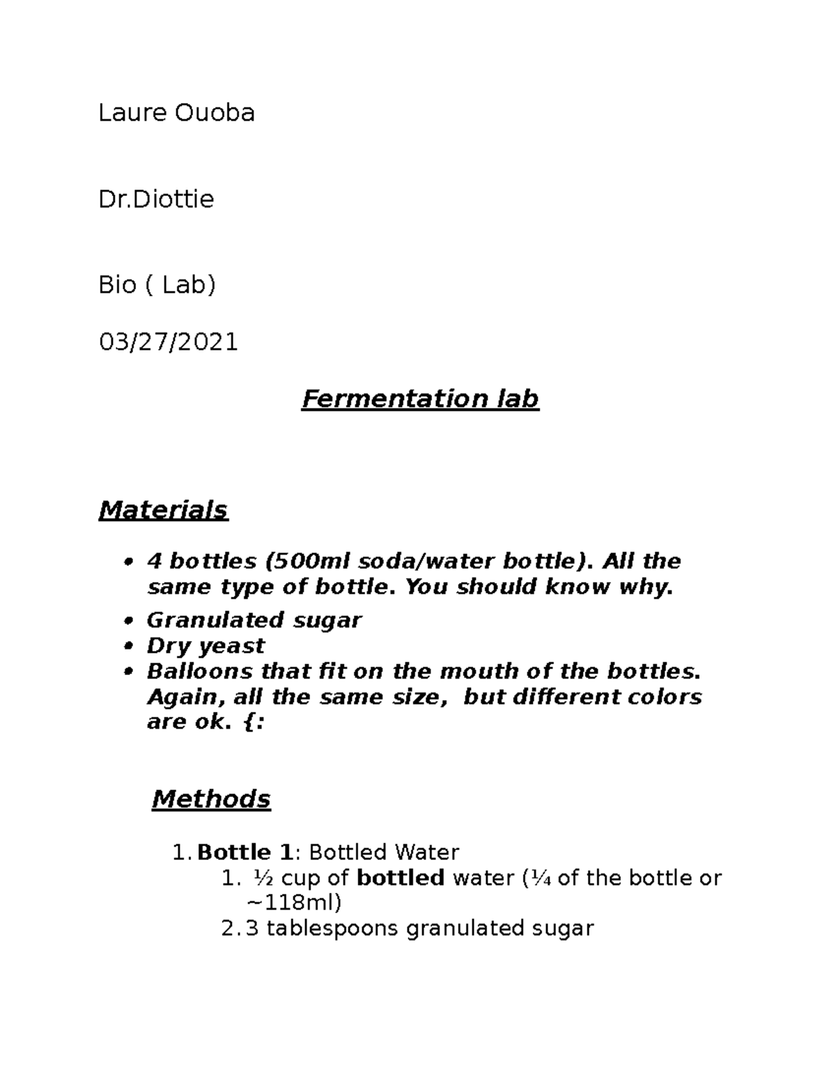 Fermentation Lab copy - this is a course work - Laure Ouoba Dr Bio ...
