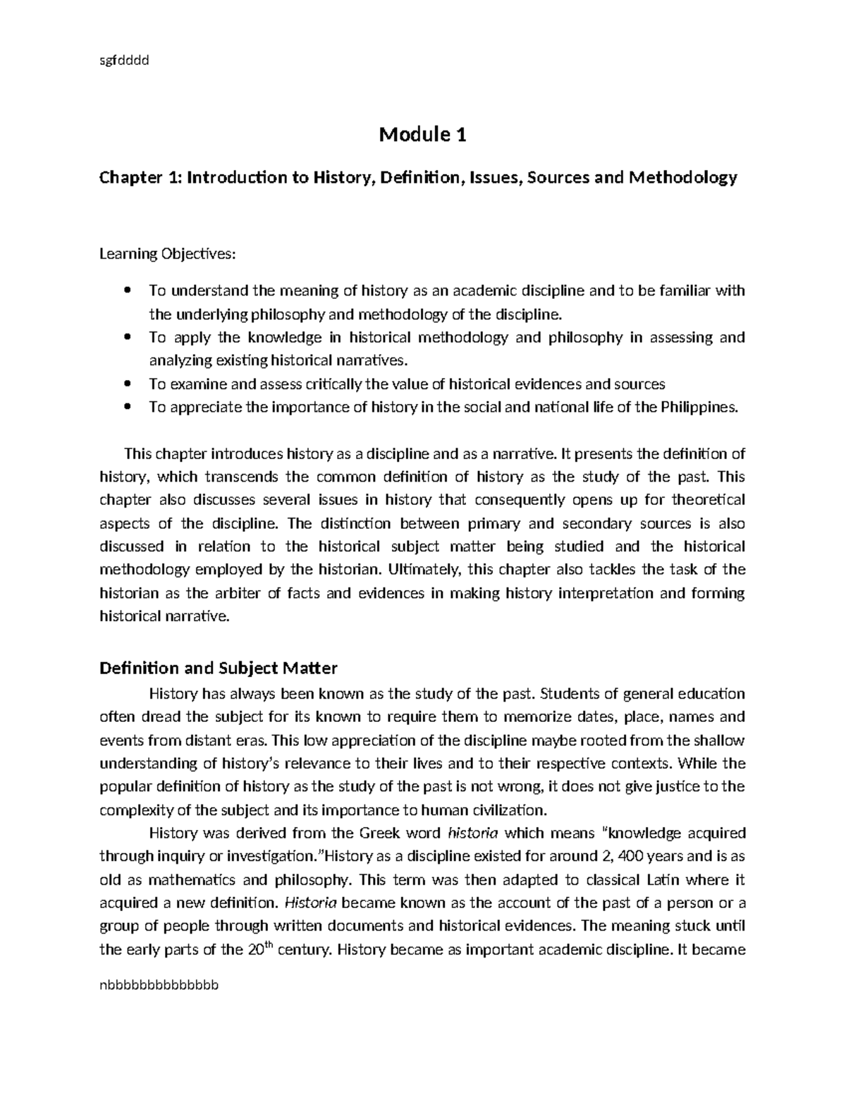 Module-1 - rph - sgfdddd Module 1 Chapter 1: Introduction to History, Definition, Issues ...