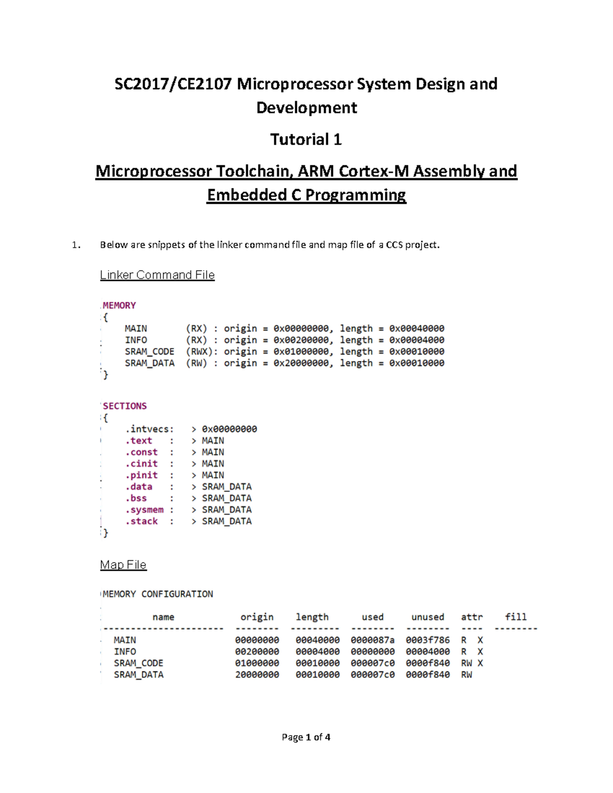 SC-CE2107 - Tutorial 1 - nil - SC2017/CE2107 Microprocessor System ...