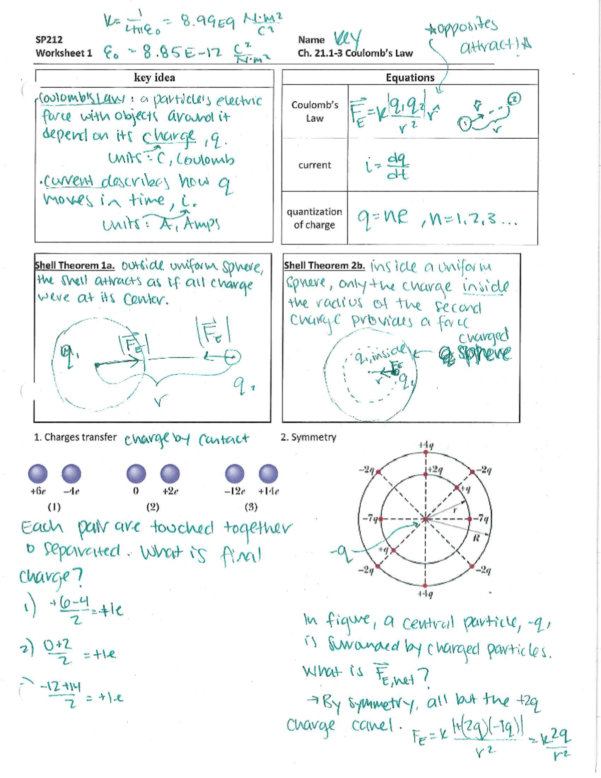 Worksheet 01 Electric Charge PHY 317L Studocu